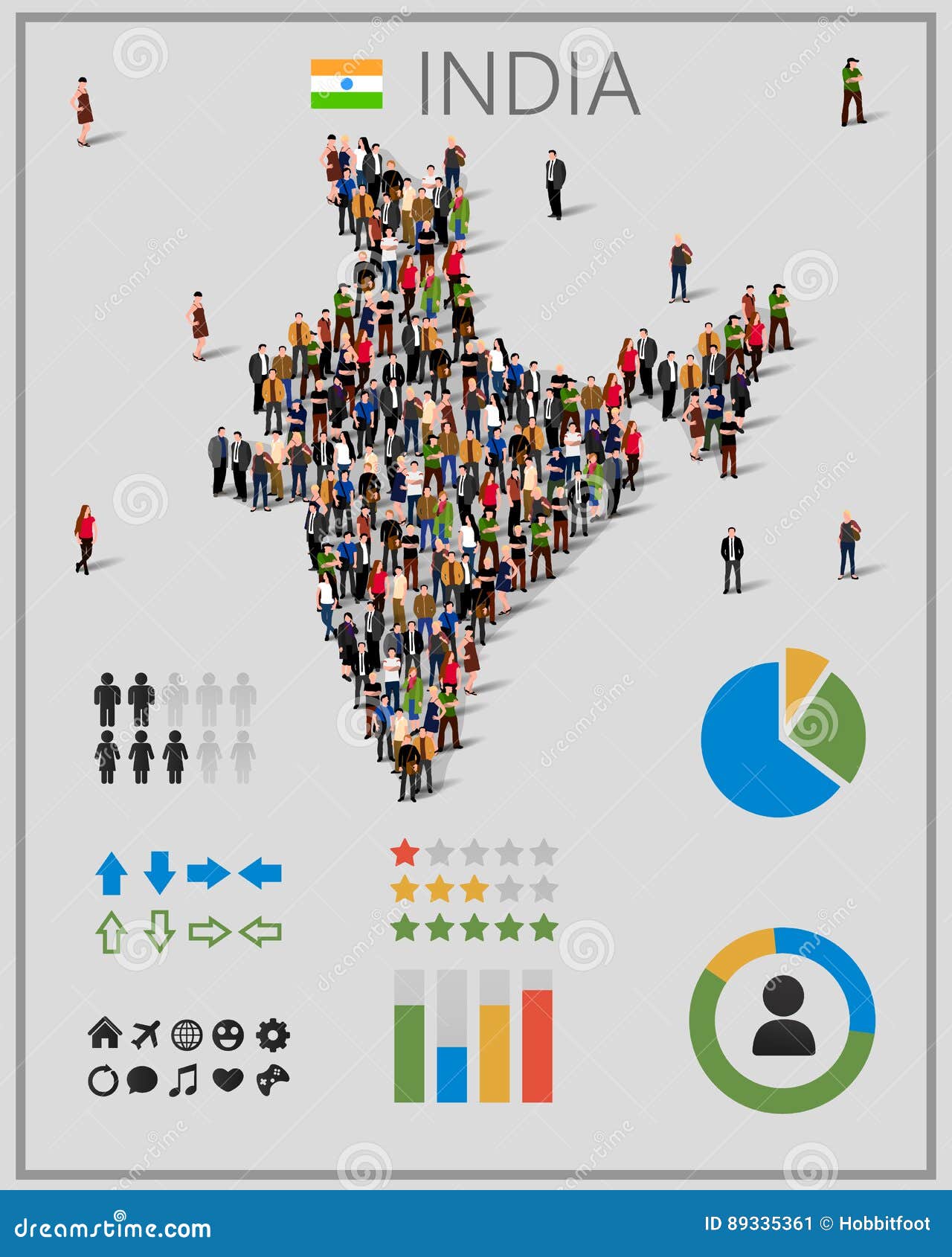 Infographics India Map Flat Design Colors With Names Of Individual ...