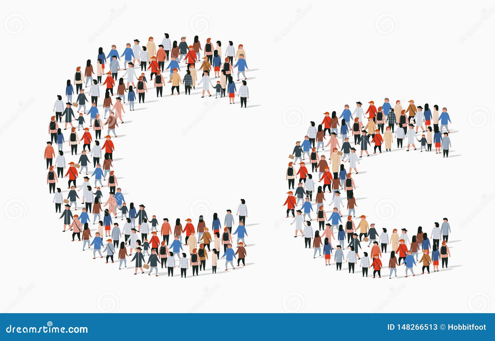 Large Group of People in Letter C Form Stock Vector - Illustration of ...