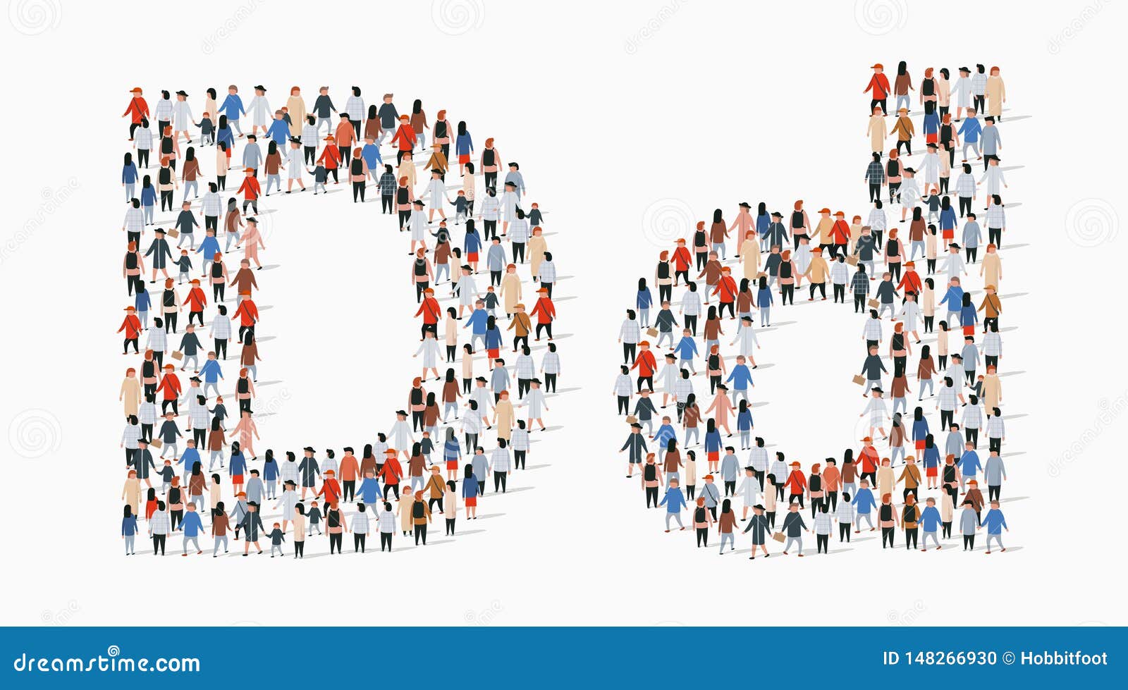Large Group of People in Letter D Form Stock Vector - Illustration of ...