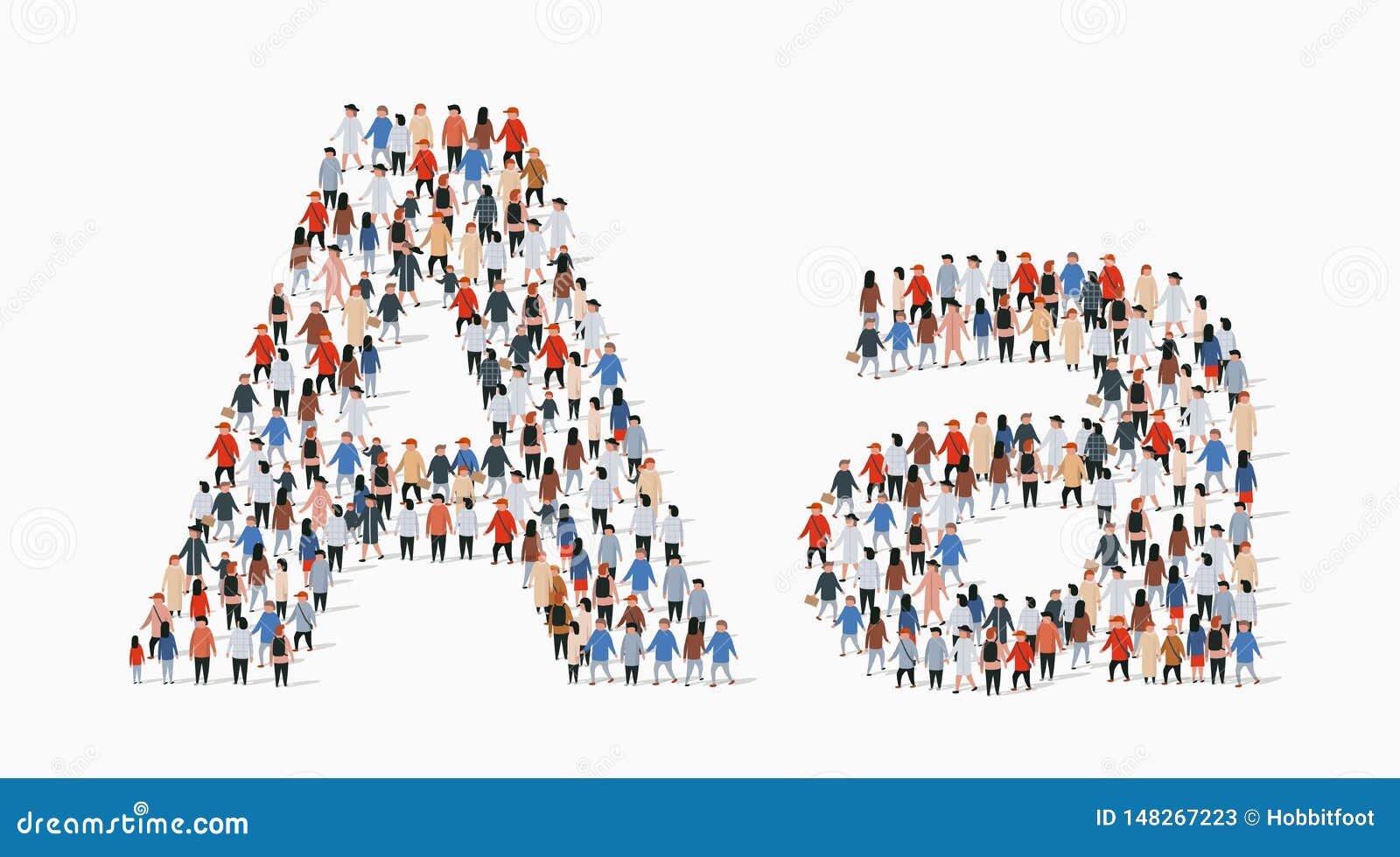 Large Group of People in Letter a Form Stock Vector - Illustration of ...