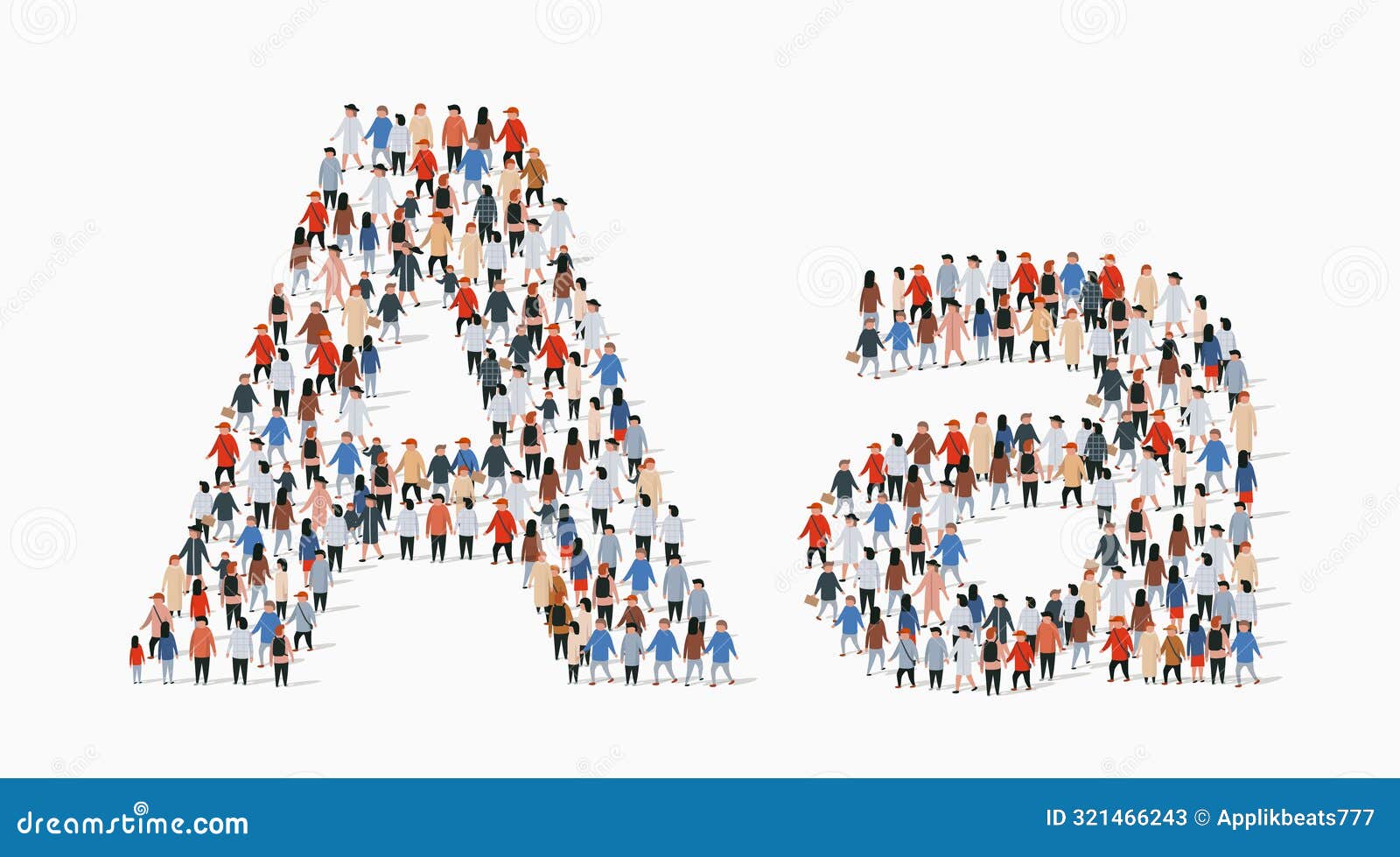 Large Group of People in Letter a Form Stock Vector - Illustration of ...