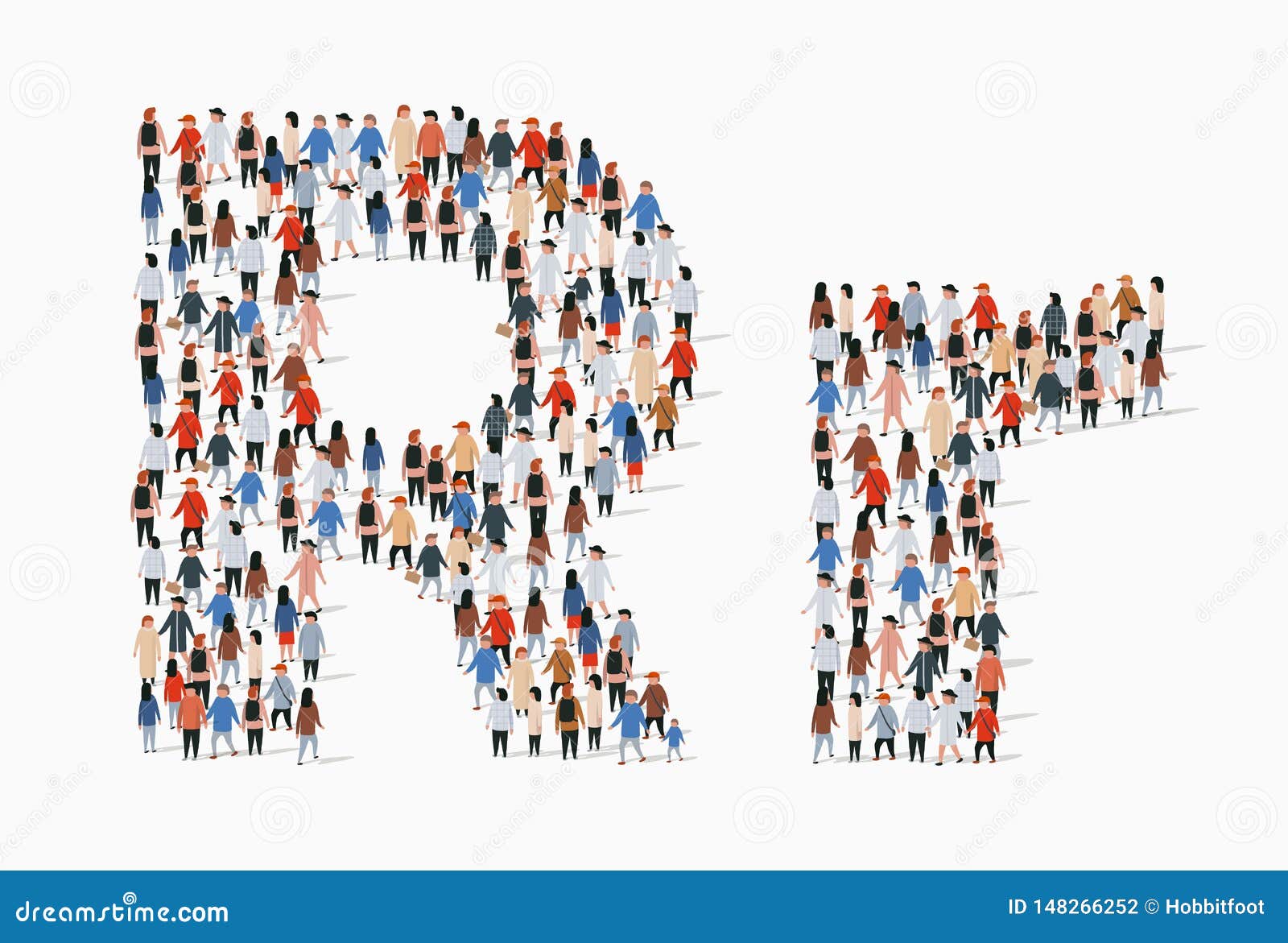 Large Group of People in Letter R Form Stock Vector - Illustration of ...