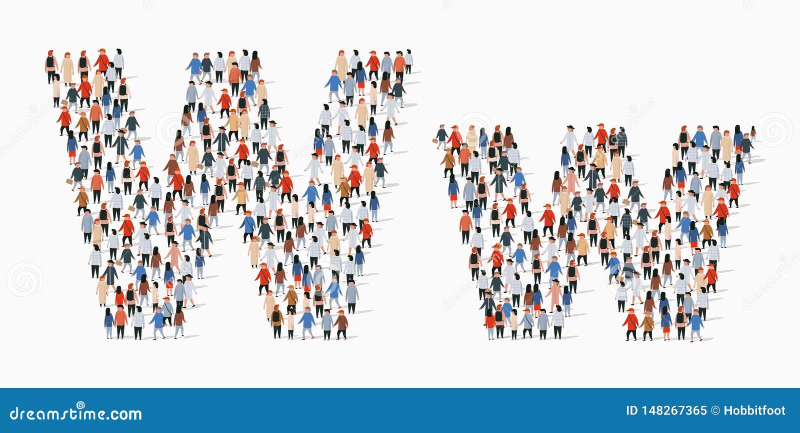 Large Group of People in Letter W Form Stock Vector - Illustration of ...
