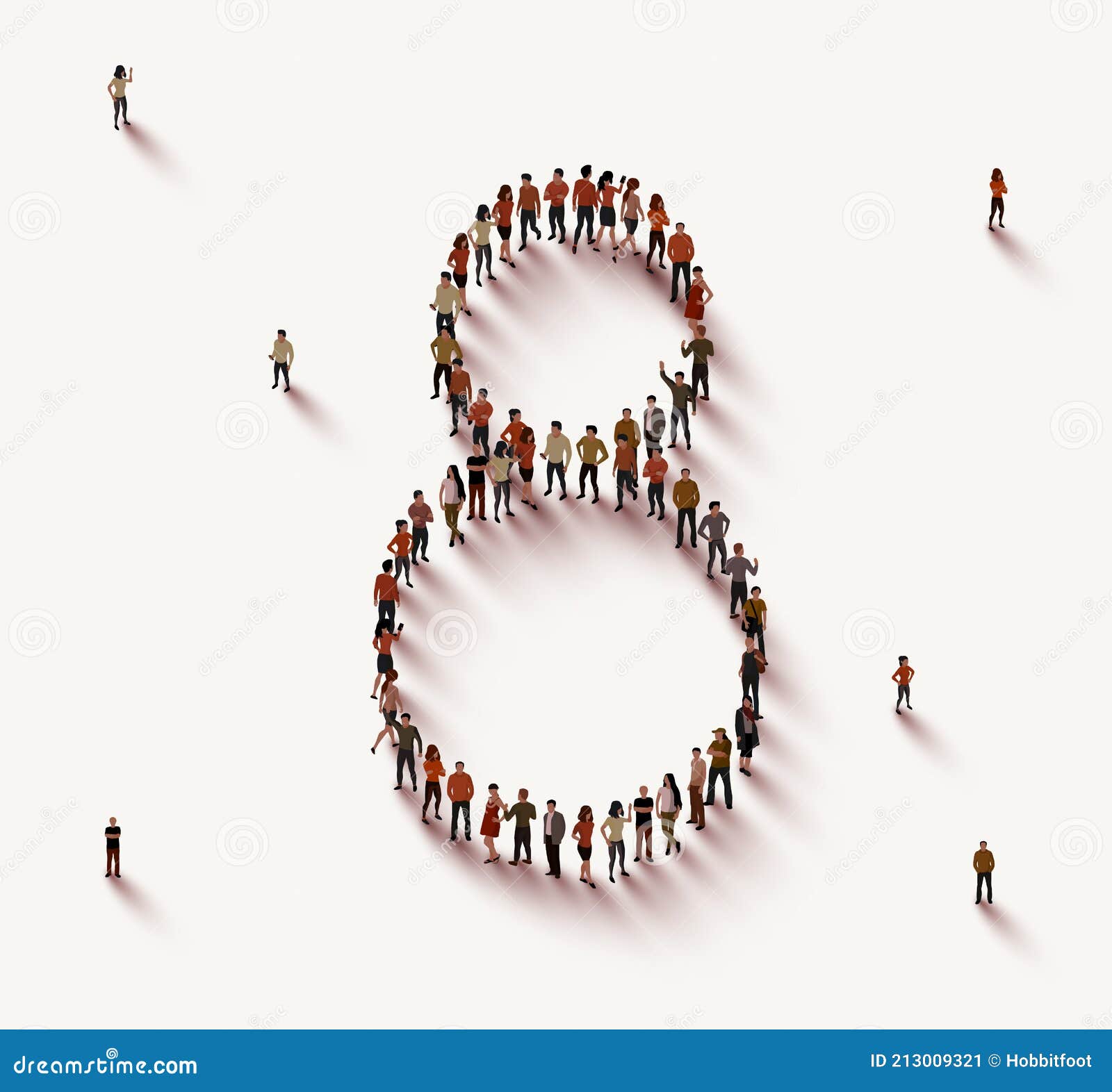 Large Group of People in Number 8 Eight Form Stock Vector ...