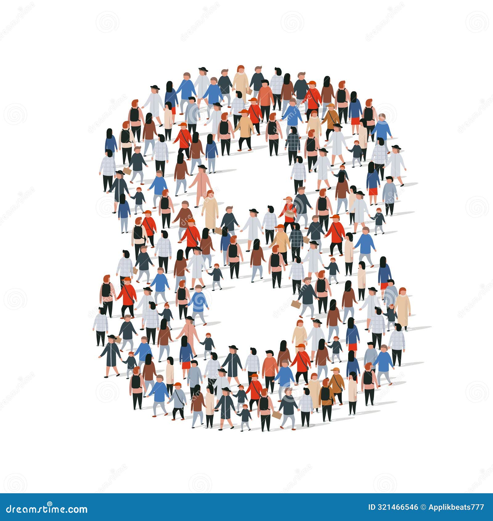Large Group of People in Number 8 Eight Form Stock Vector ...