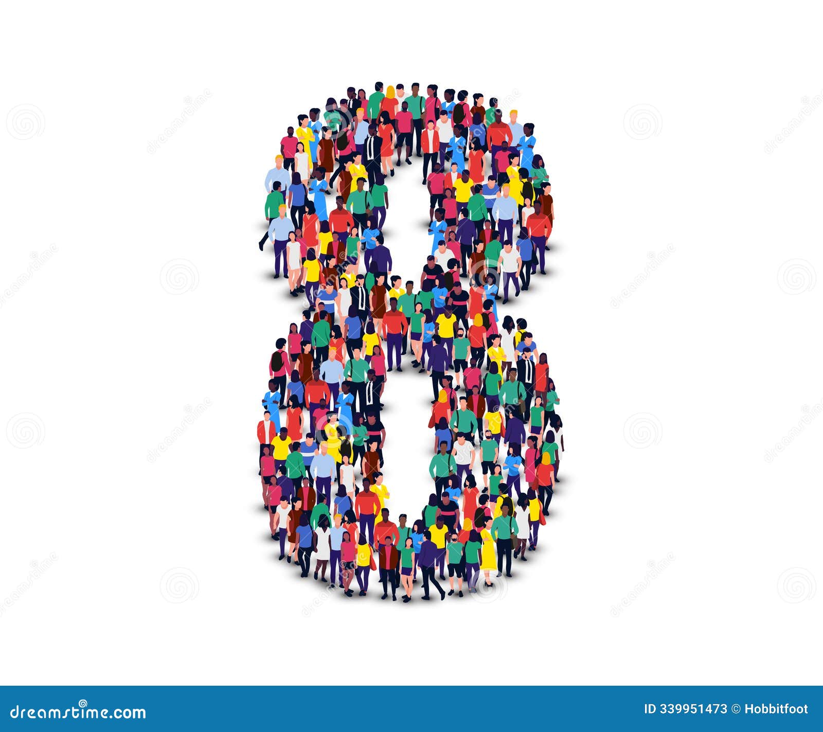 Large Group of People in Number 8 Eight Form. Stock Illustration ...