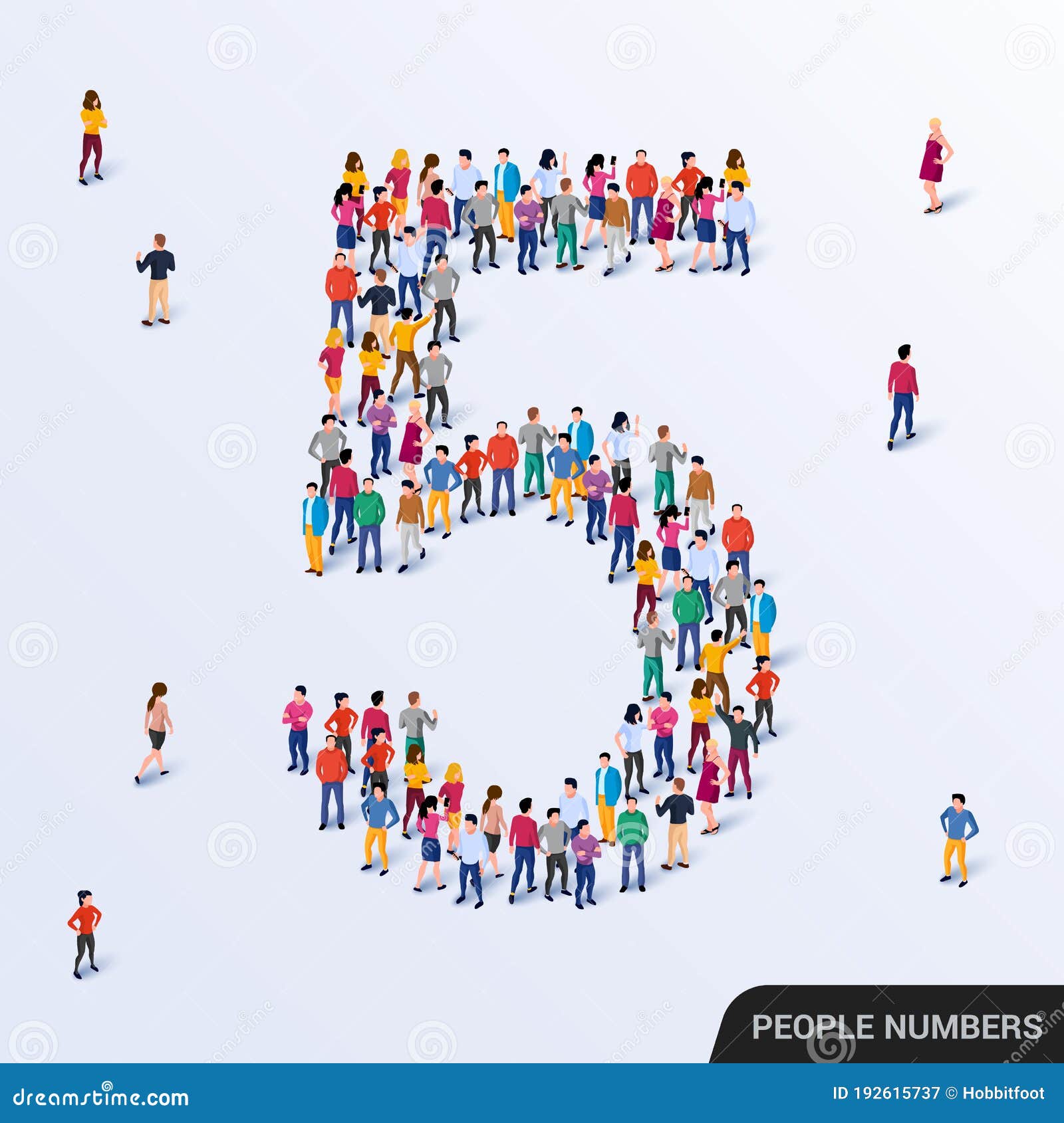 Large Group of People in Number 5 Five Form Stock Vector - Illustration ...
