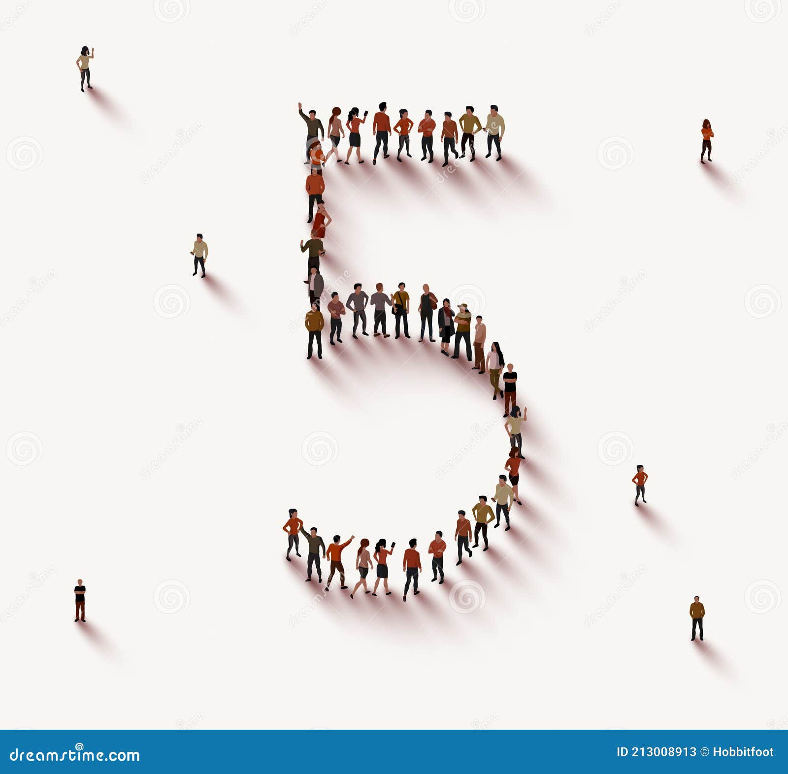 Large Group of People in Number 5 Five Form Stock Vector - Illustration ...