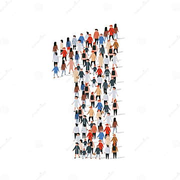 Large Group of People in Number 1 One Form Stock Vector - Illustration ...