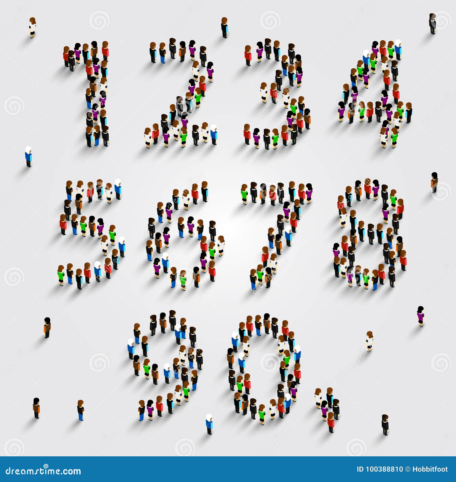 Large Group of People in Number Set Form. Stock Vector - Illustration ...
