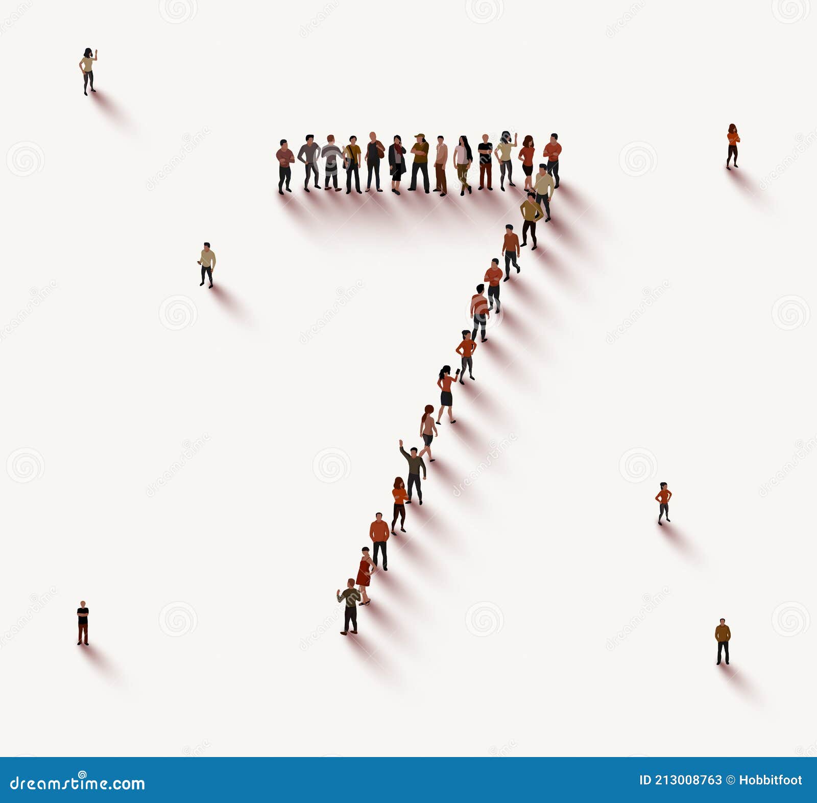 Large Group of People in Number 7 Seven Form Stock Vector ...