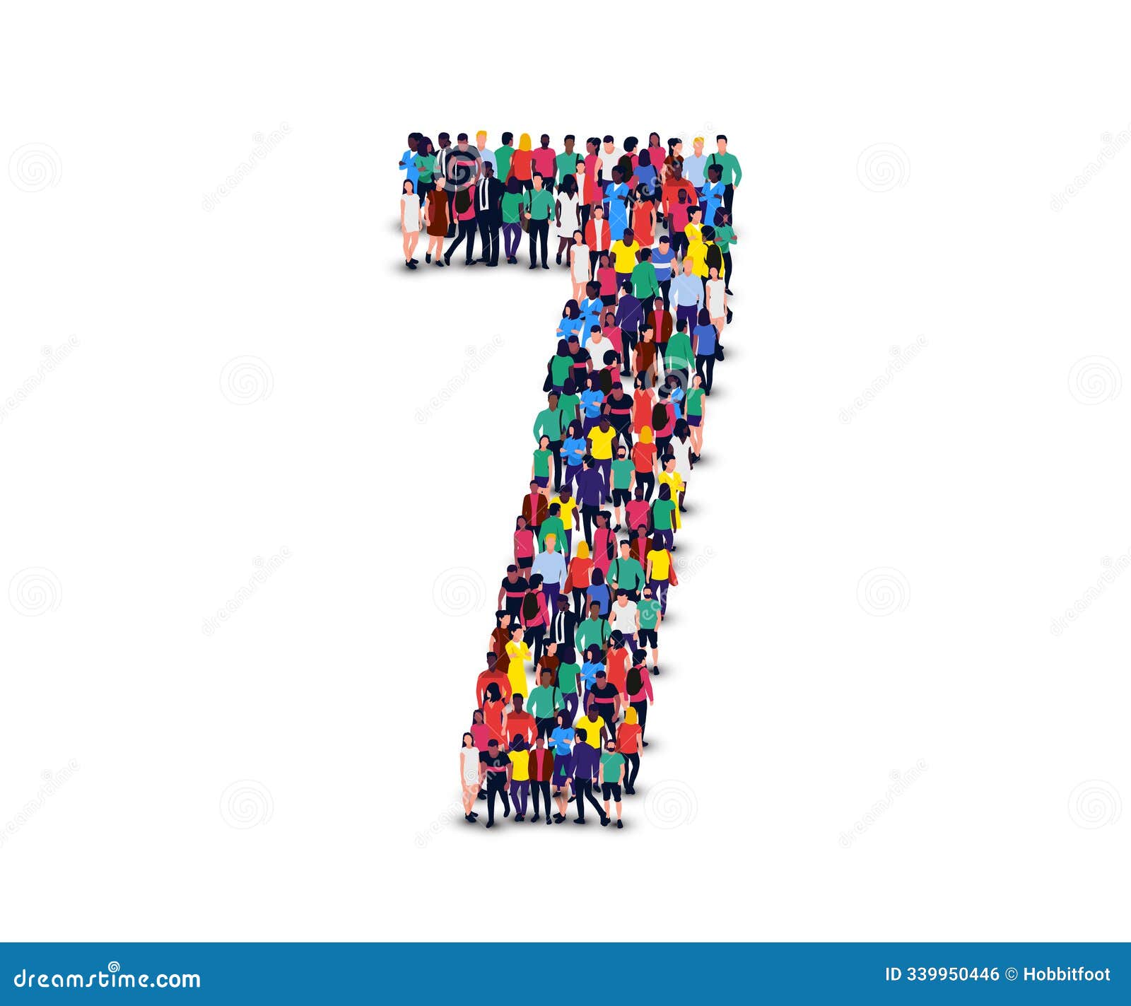 Large Group of People in Number 7 Seven Form. Stock Illustration ...