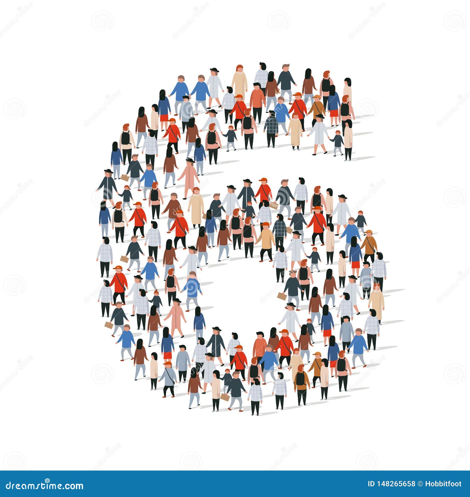 Large Group of People in Number 6 Six Form Stock Vector - Illustration ...