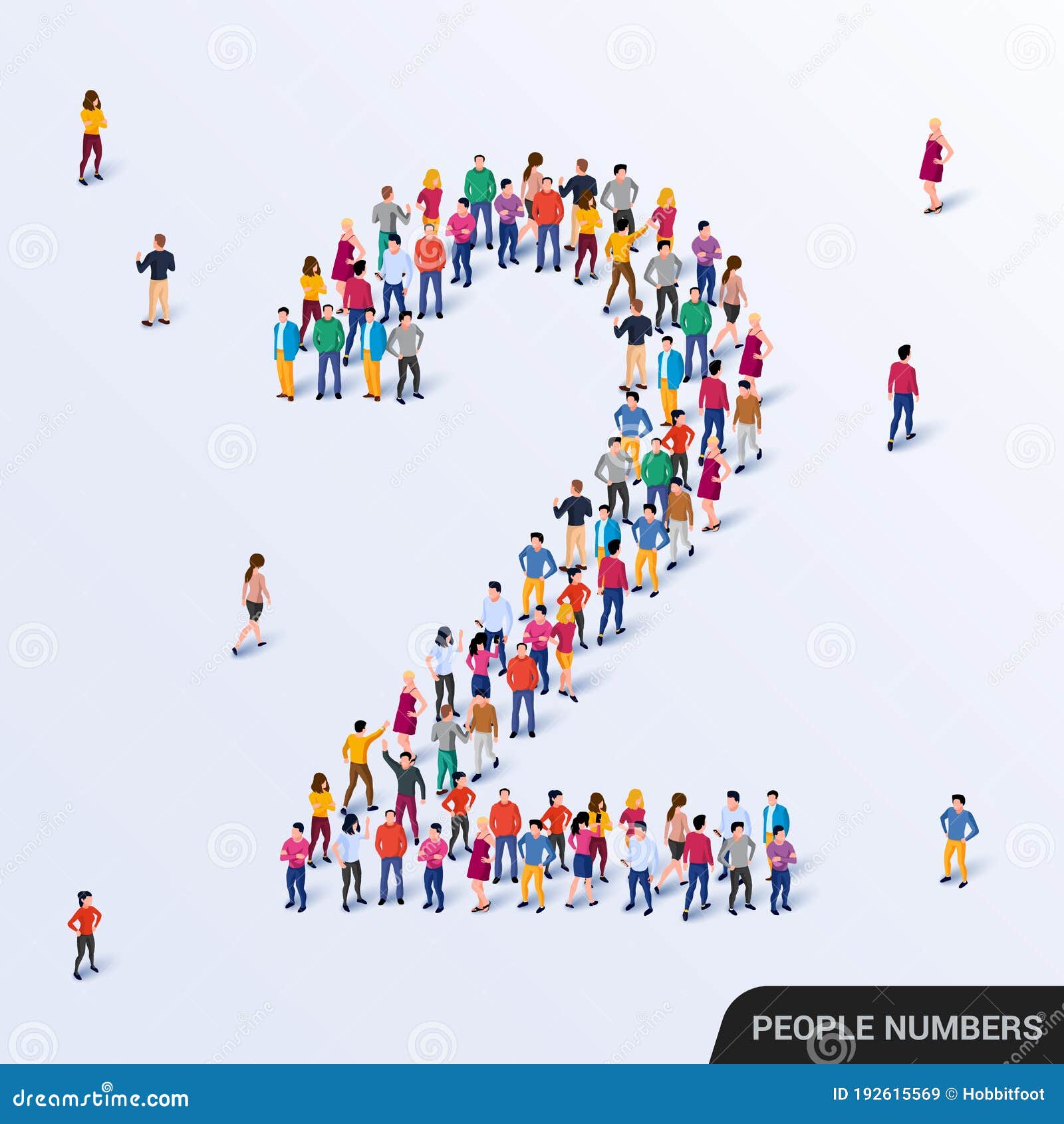 Large Group of People in Number 2 Two Form Stock Vector - Illustration ...