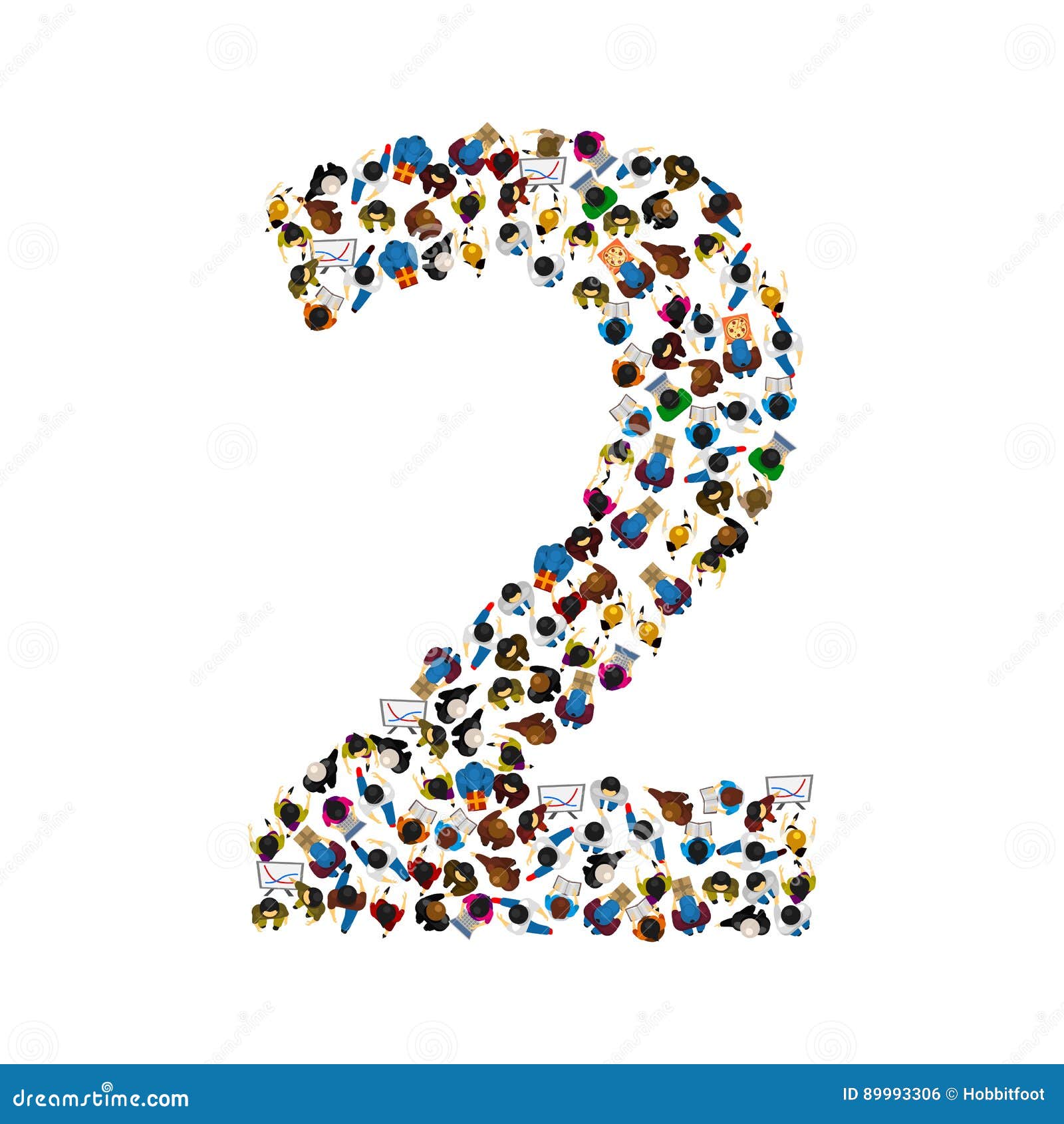 Large Group of People in Number 2 Two Form. People Font. Vector ...