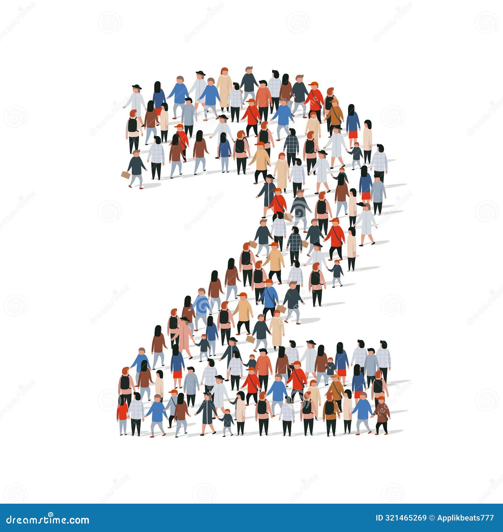 Large Group of People in Number 2 Two Form Stock Vector - Illustration ...