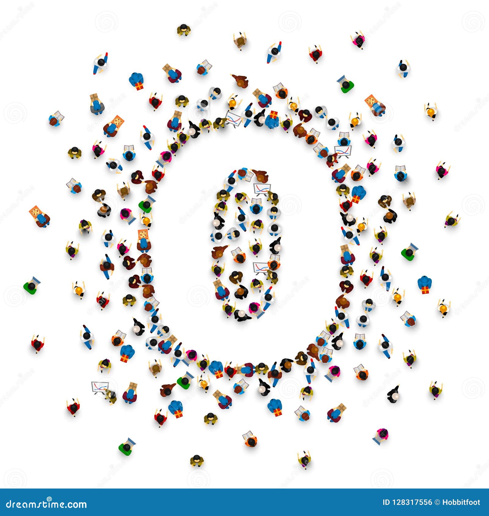Large Group of People in Number 0 Zero Form. Stock Vector ...