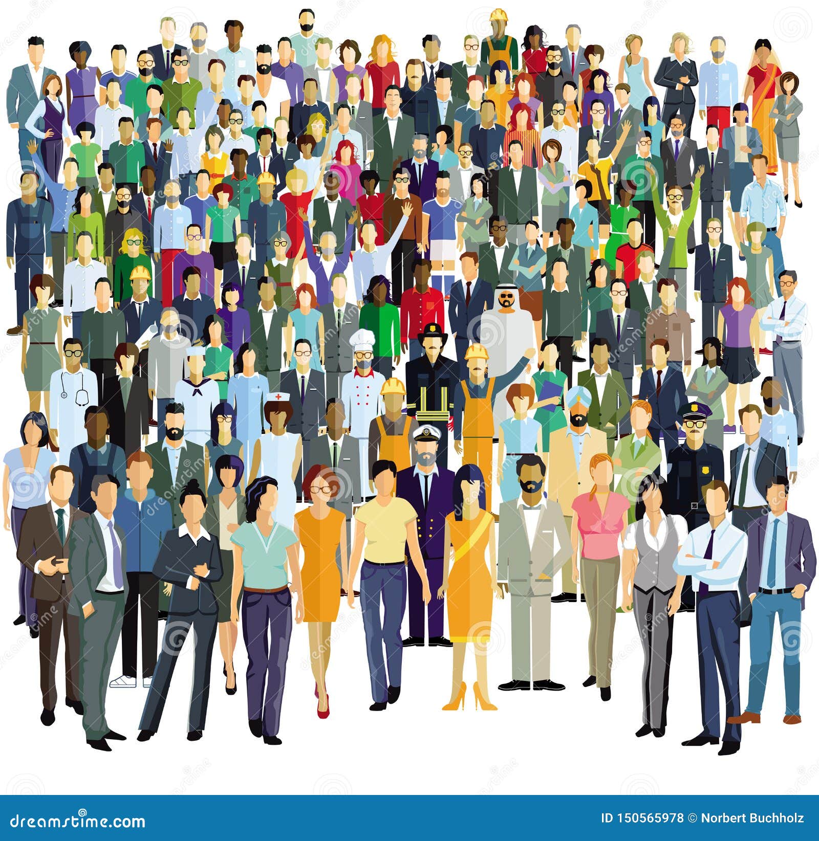 Large Group of People Outdoors Stock Vector - Illustration of decision ...
