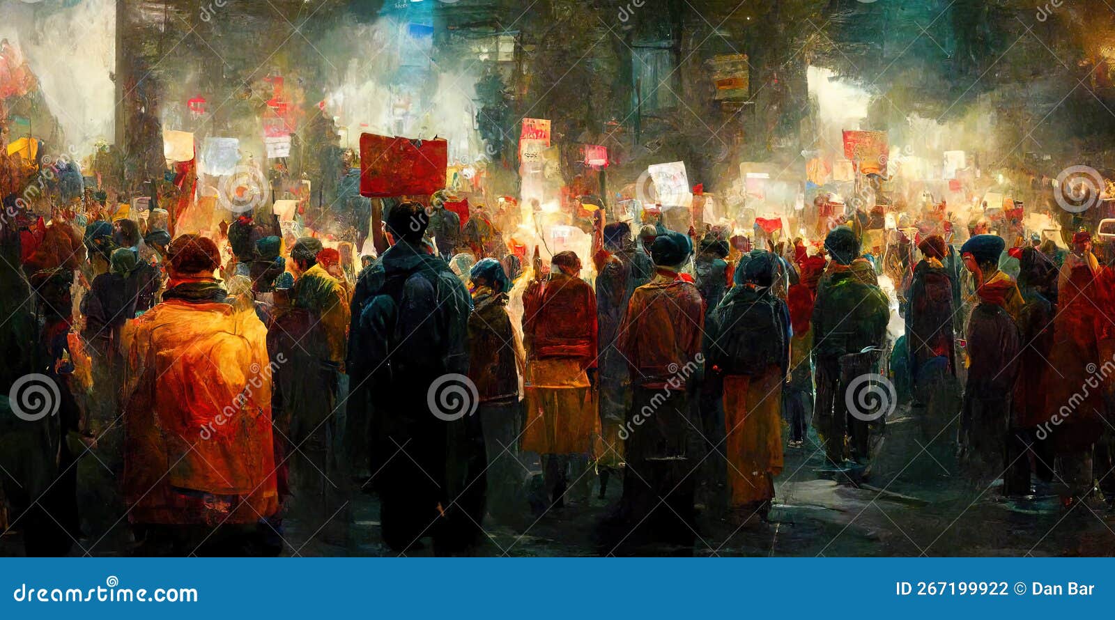 Large Group of People Protesting. Big Crowd of People on the Streets ...