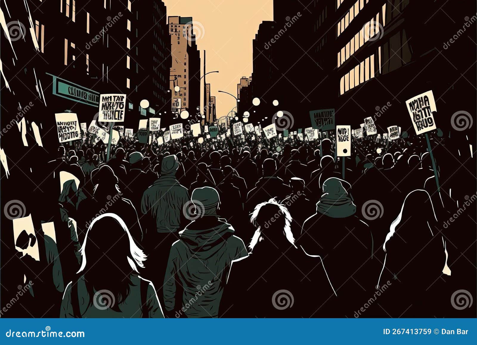 Large Group of People Protesting. Big Crowd of People on the Streets ...