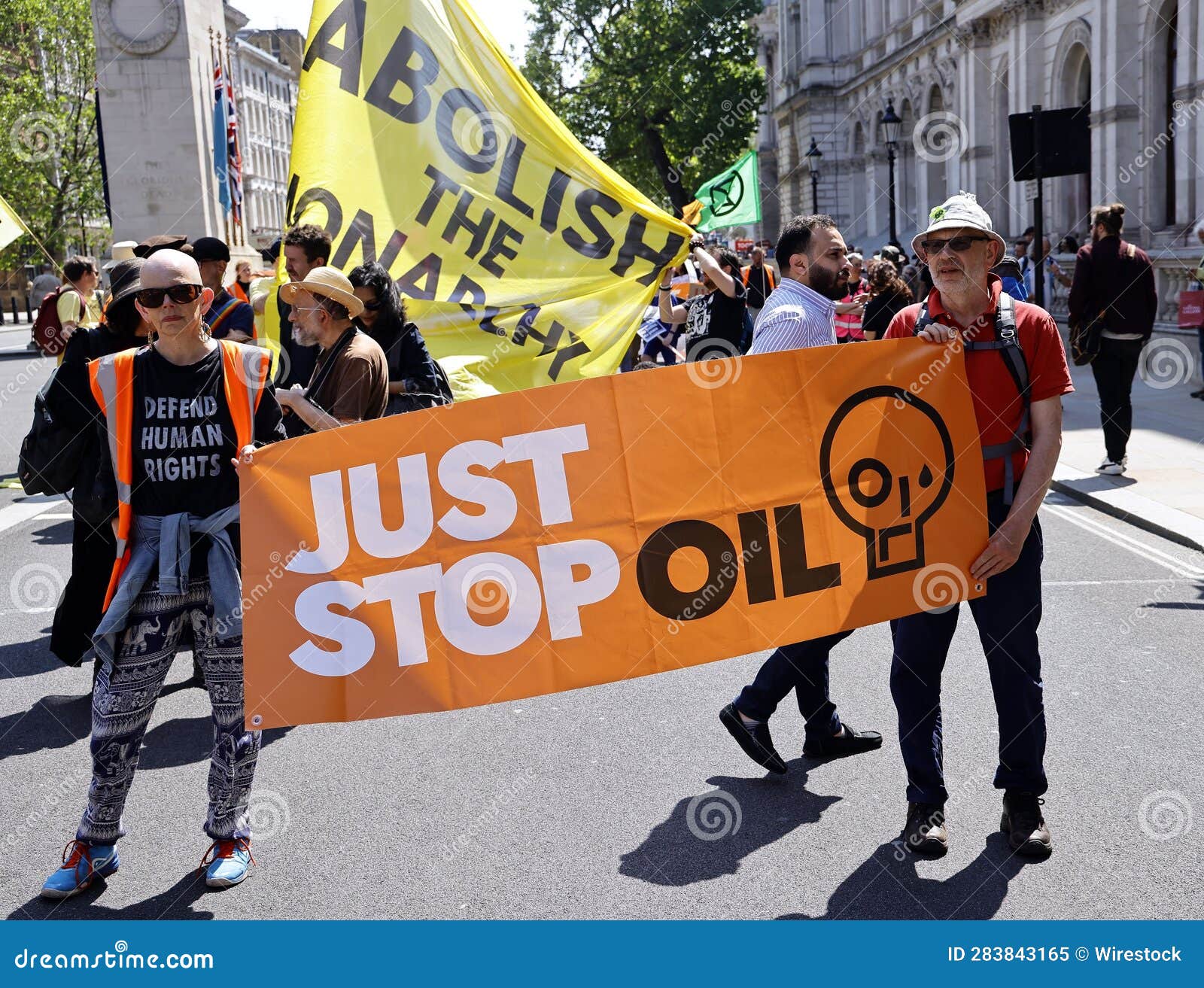 Large Group of People Protesting with a Large "Just Stop Oil" Banner ...
