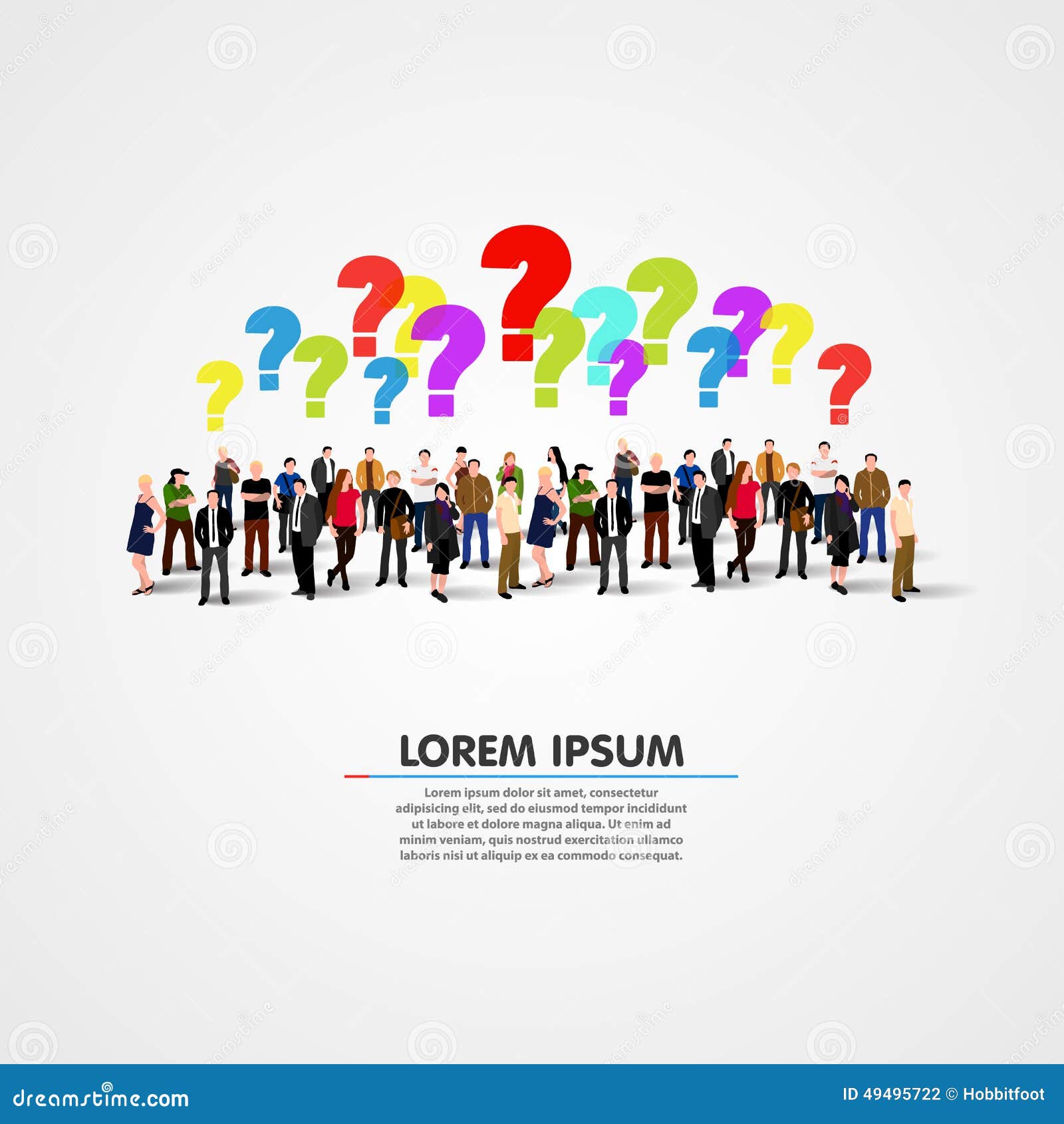 Large Group of People with Questions. Stock Vector - Illustration of ...