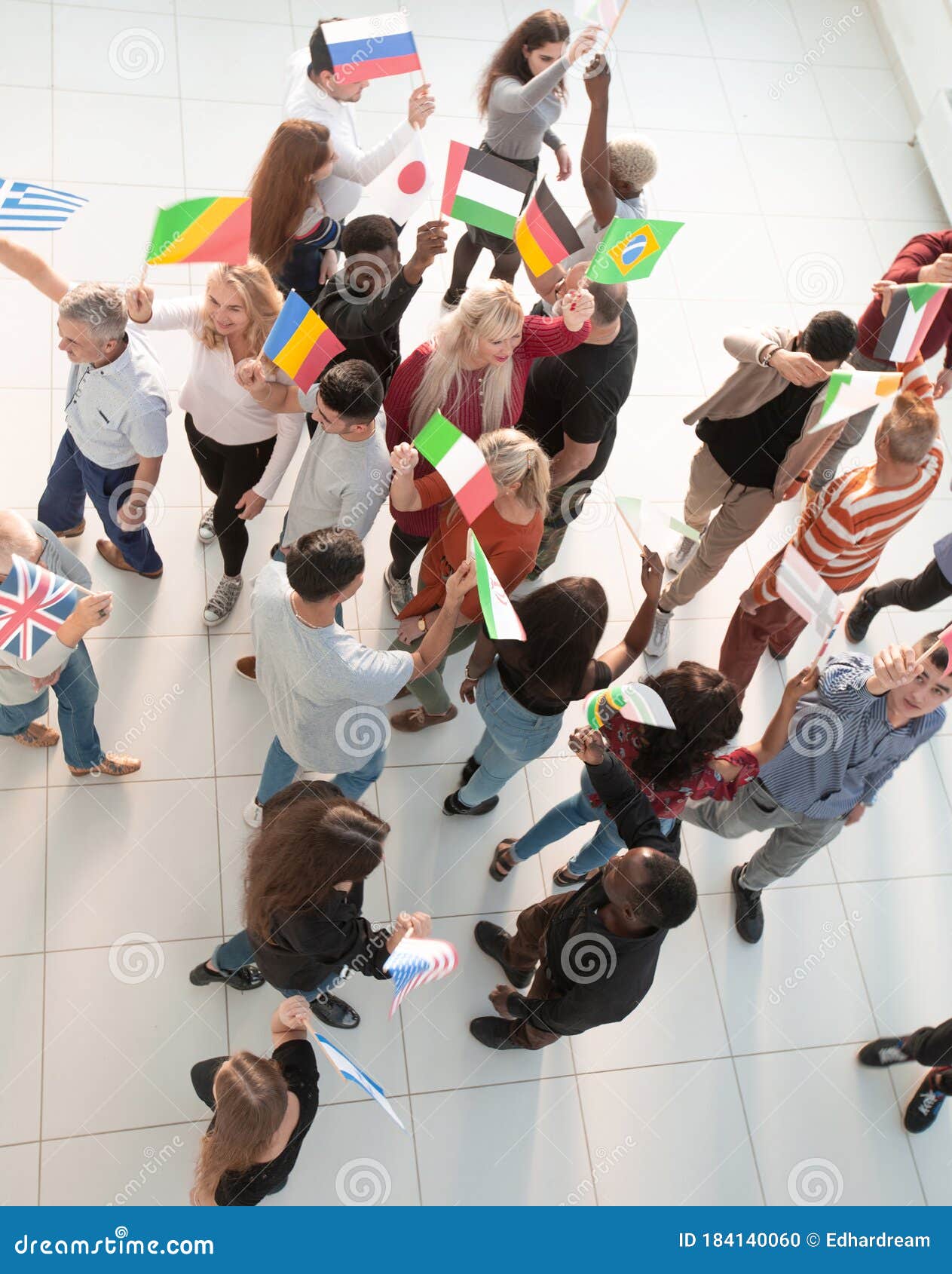 Large Group of People Raising Their National Flags Stock Photo - Image ...