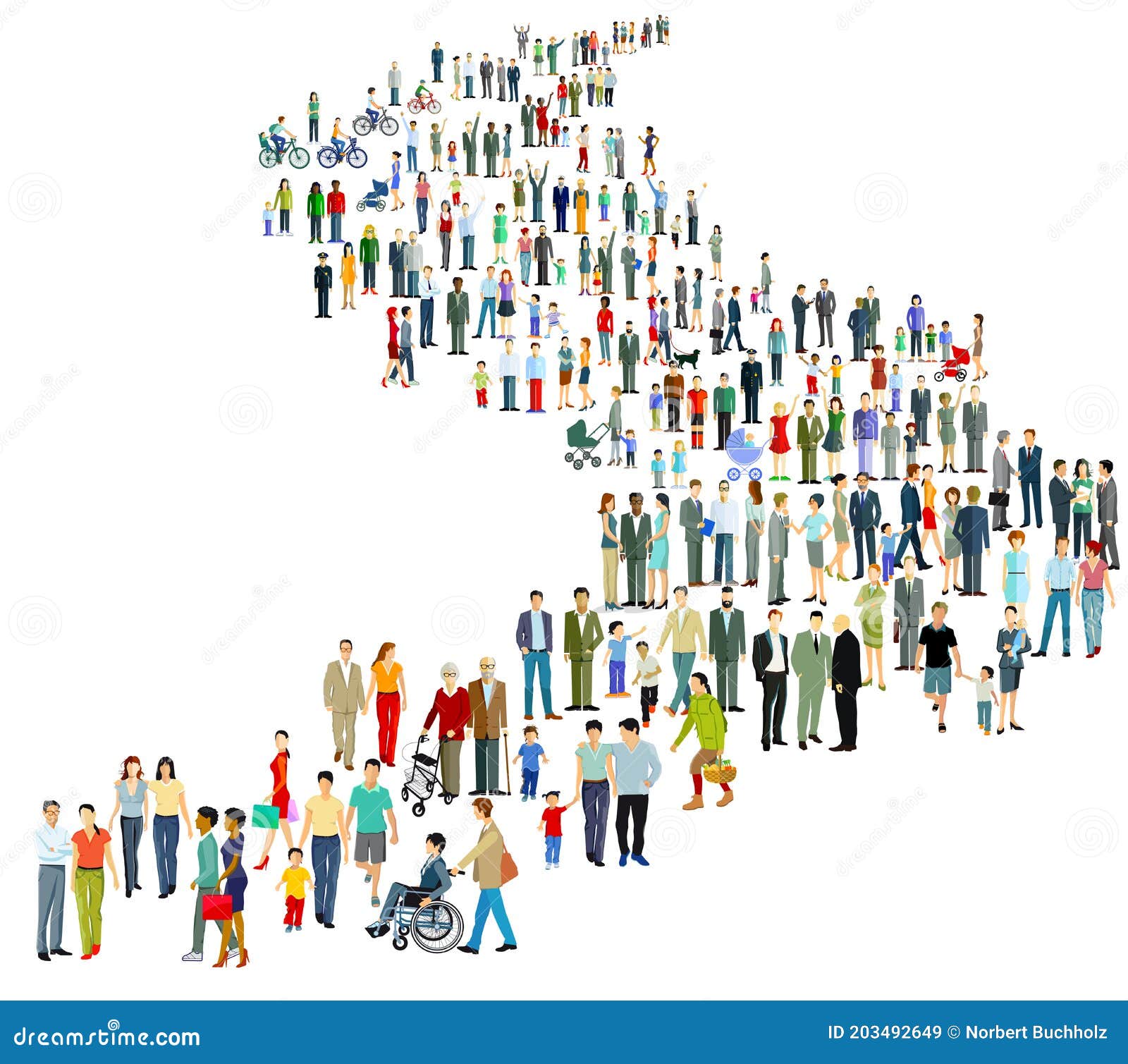 Large Group of People in a Row Illustration Stock Vector - Illustration ...