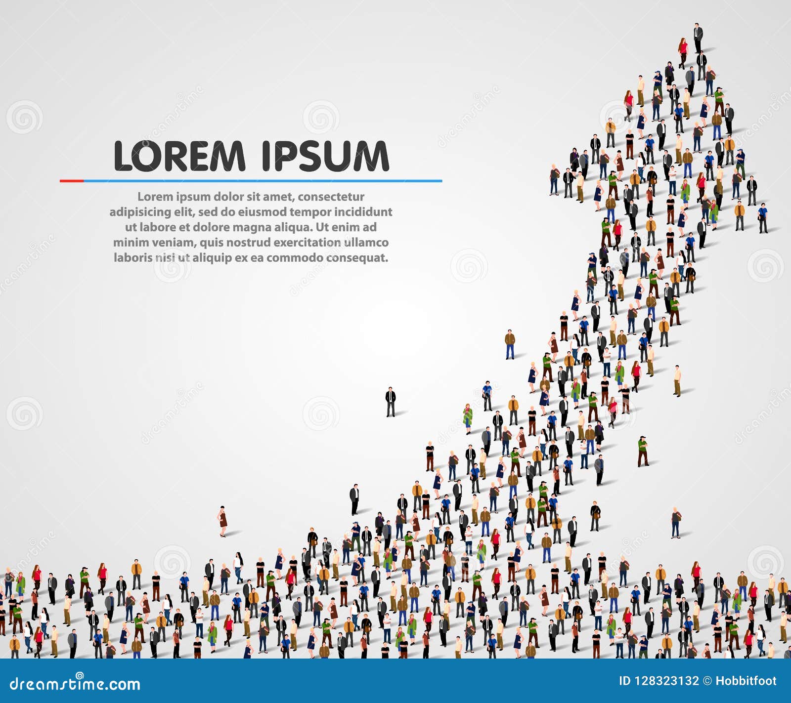 Large Group of People in an Arrow. Stock Vector - Illustration of ...