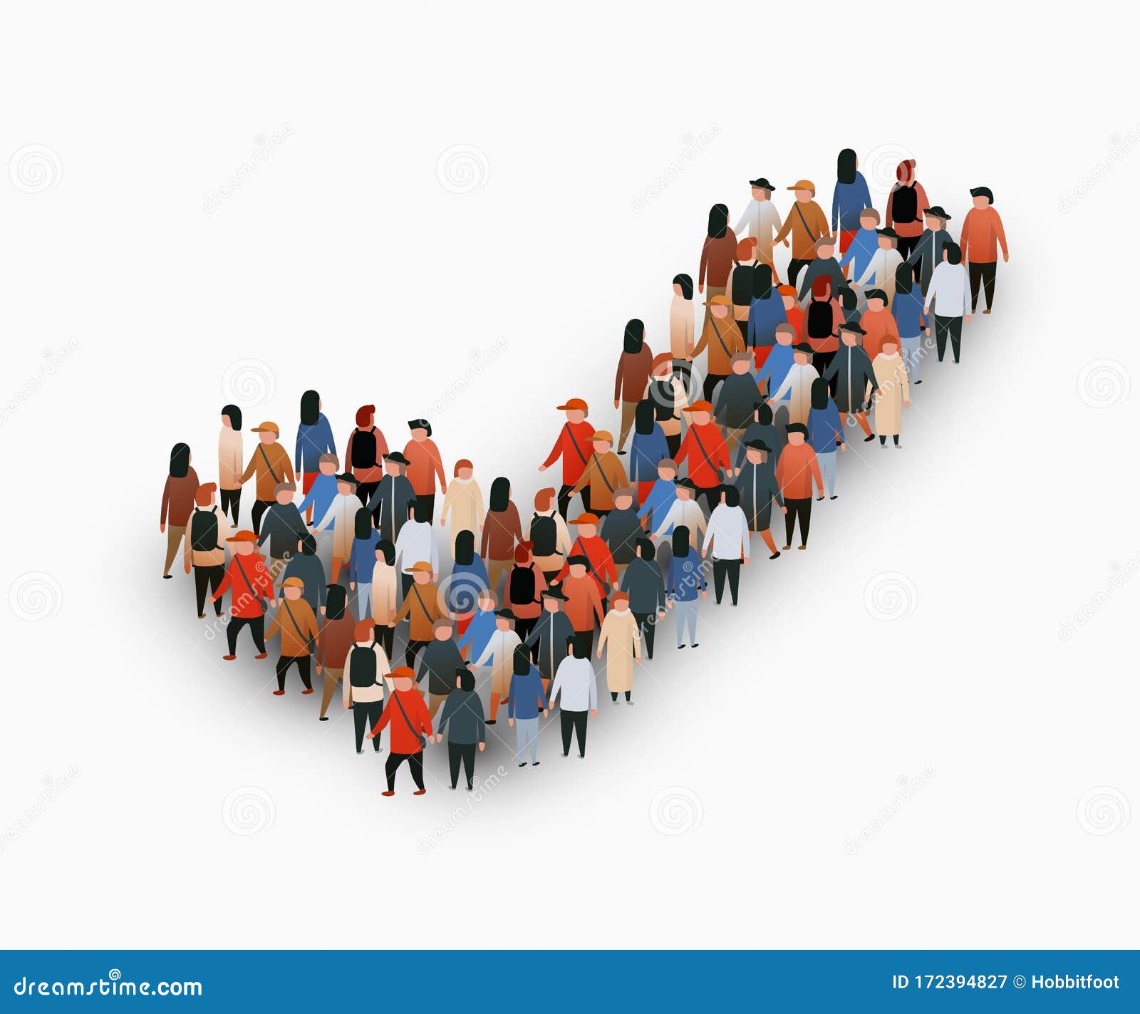 Large Group of People in the Shape of a Check Mark on a White ...