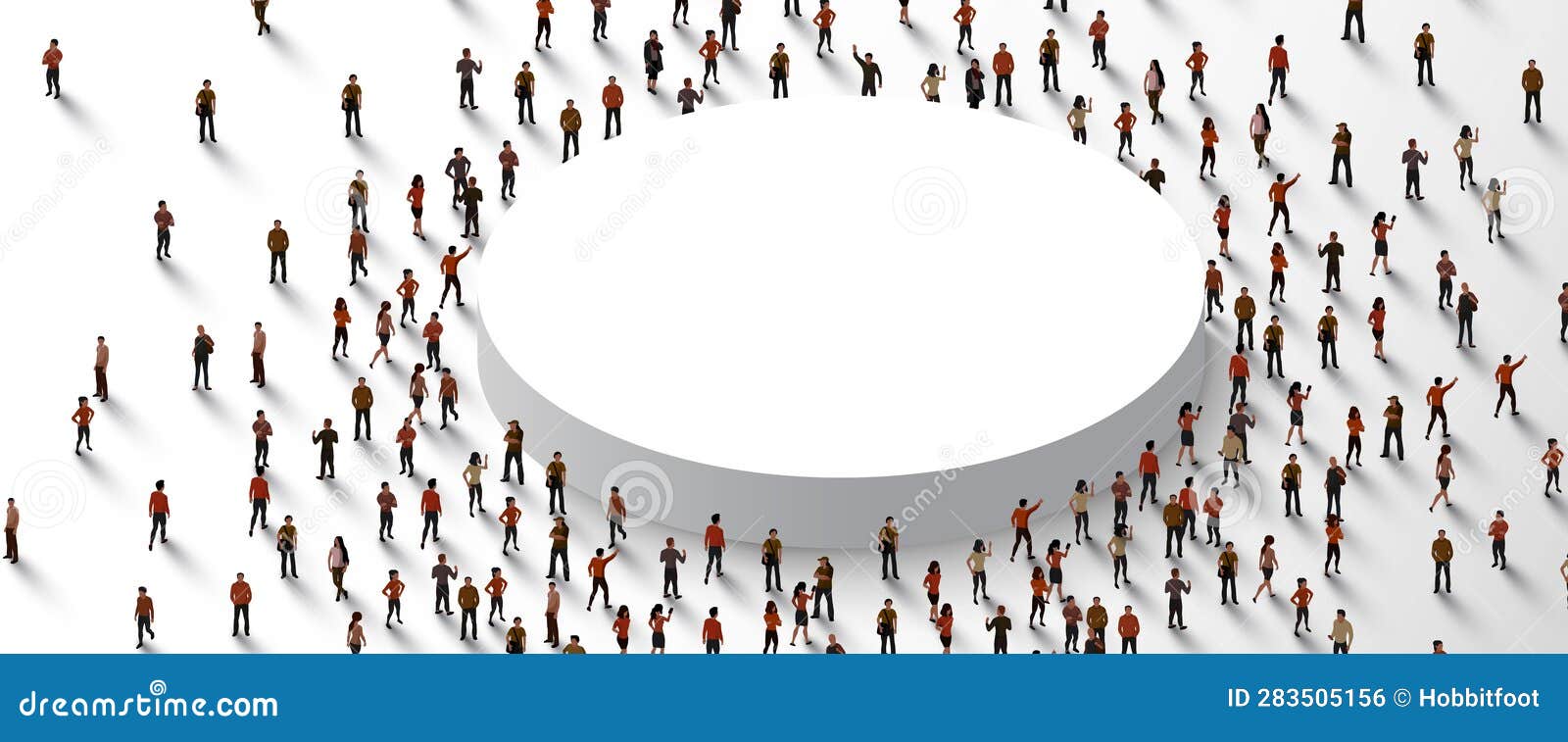 Large Group of People in the Shape of a Circle. People Crowd Concept ...