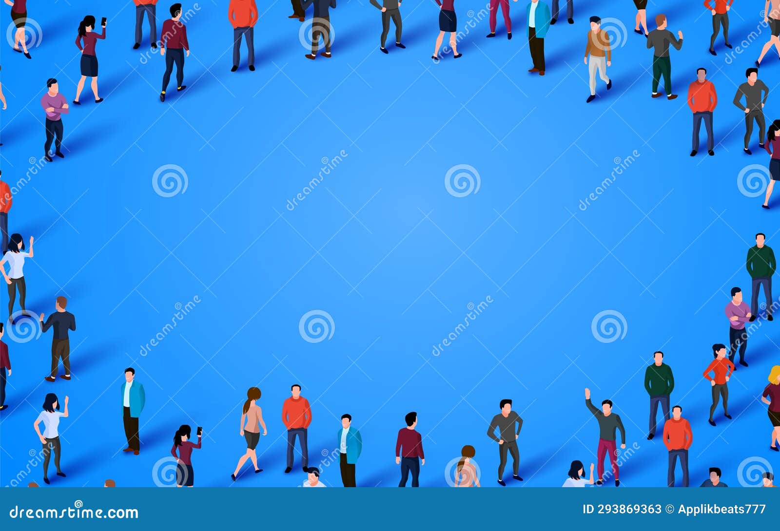 Large Group of People in the Shape of a Circle. People Crowd Concept ...