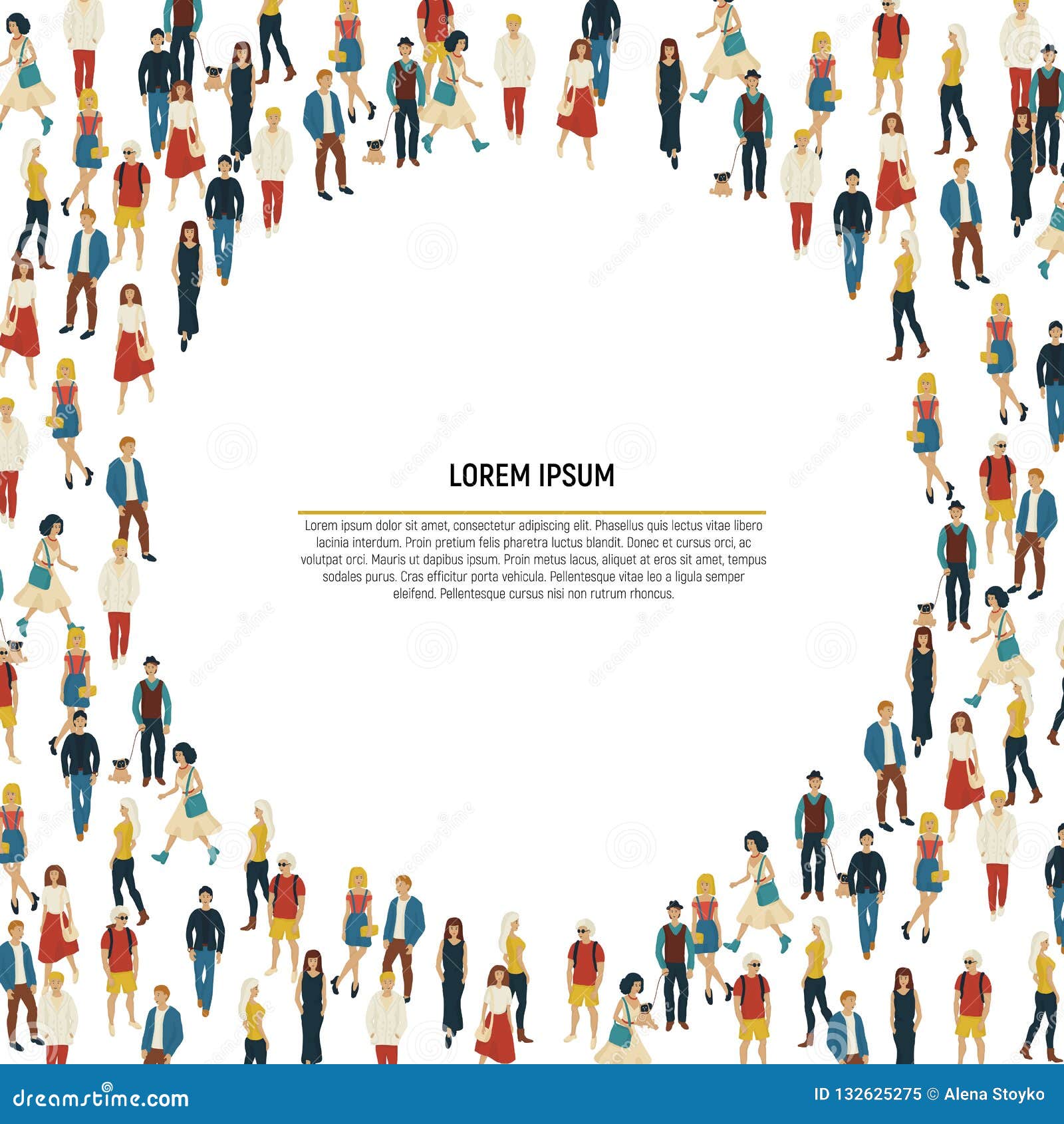 Large Group of People in the Shape of Circle. Vector Illustration Stock ...