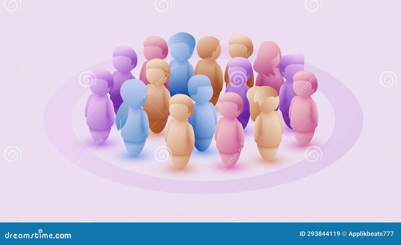 Large Group of People in the Shape of a Circle on White Background ...