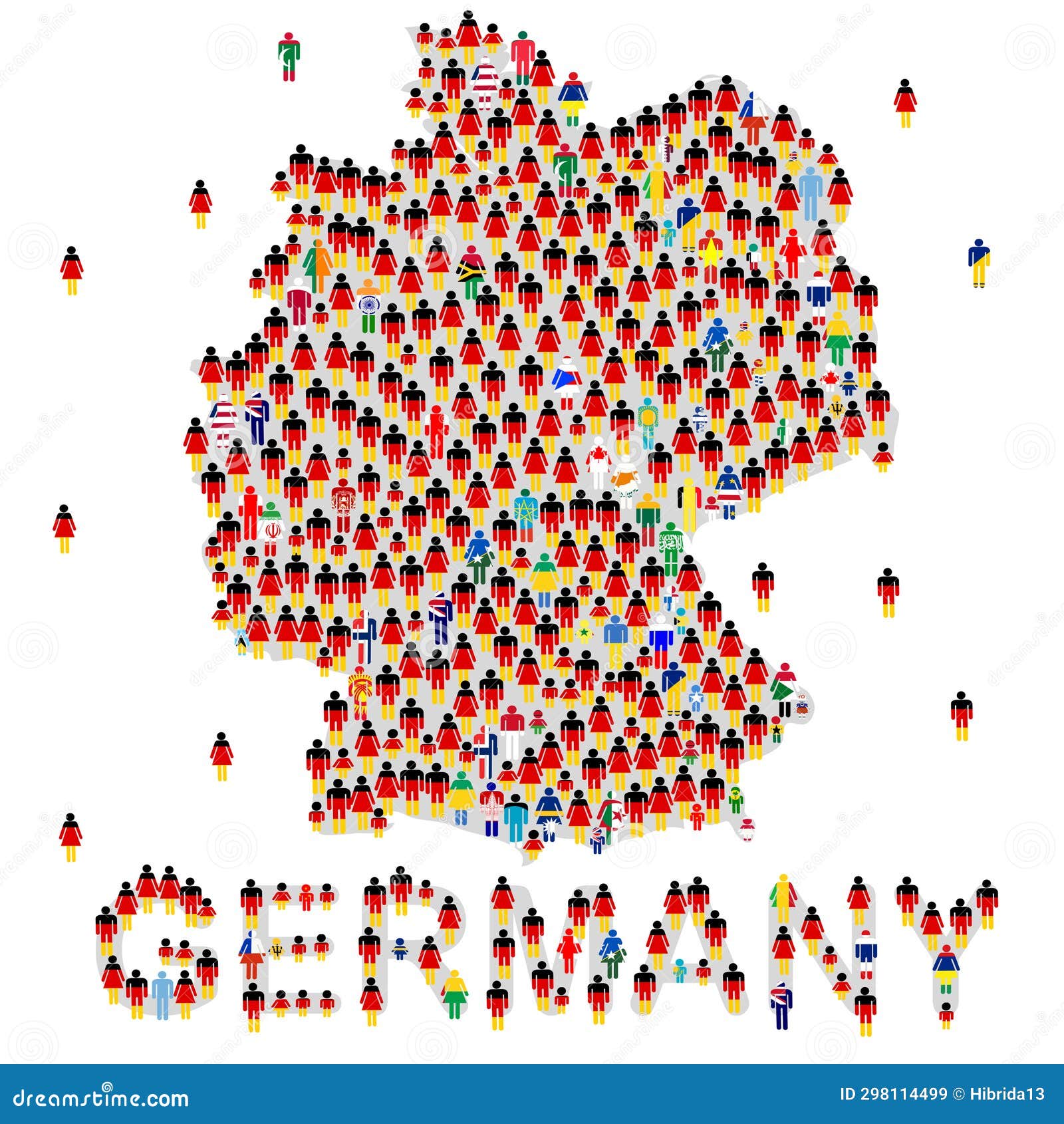 A Large Group of People in the Shape of the Map of Germany. Stock ...