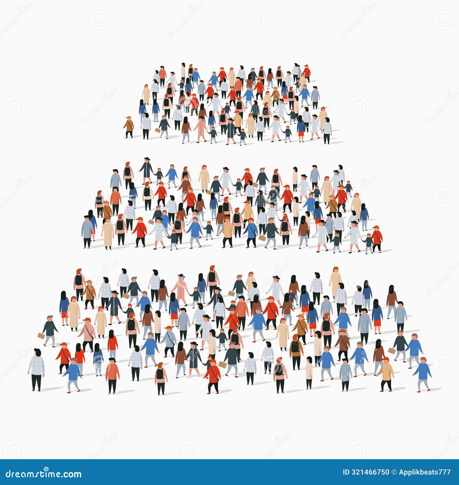 Large Group of People in Shape of Pyramid. Infographics Concept Stock ...