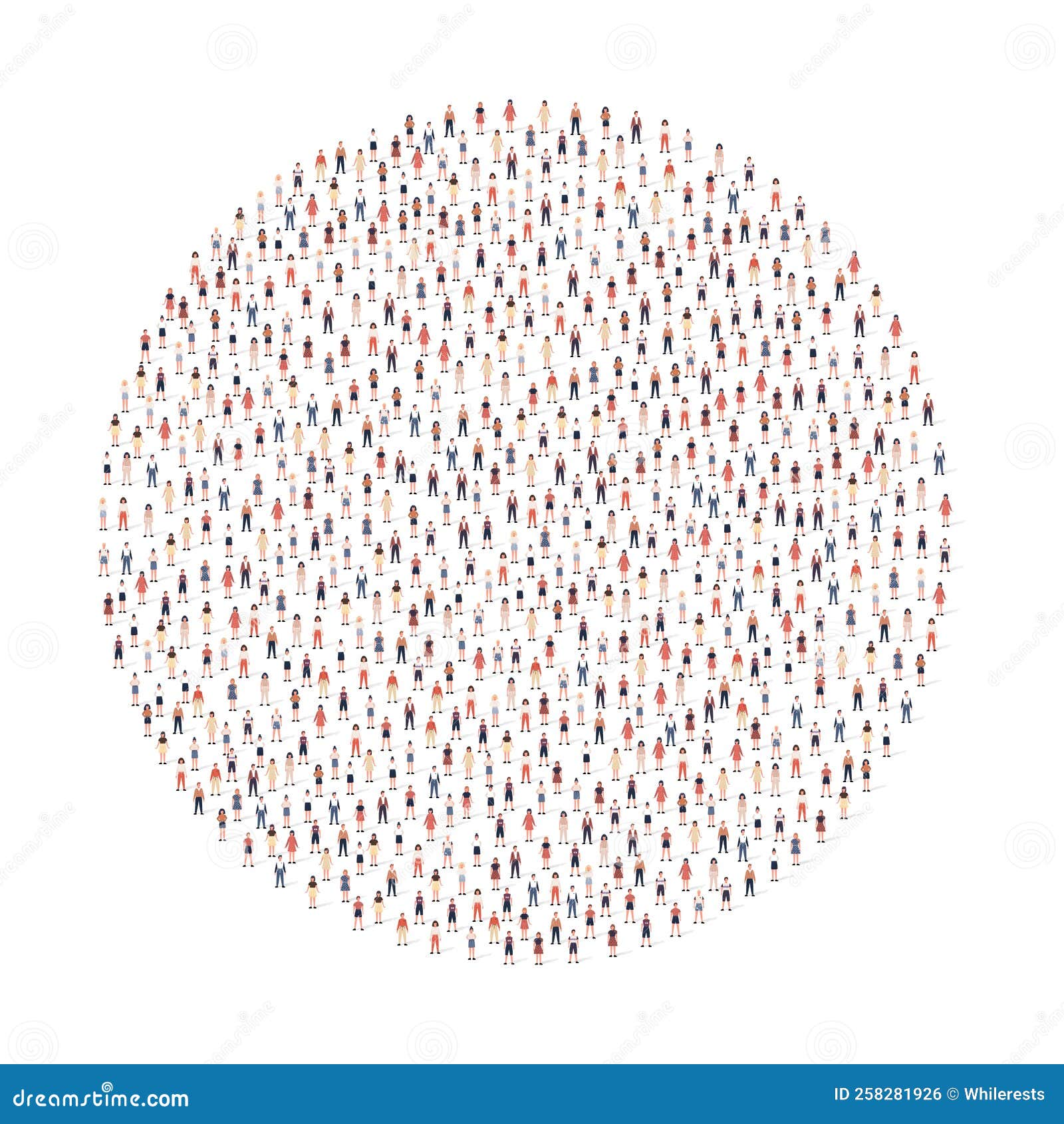 Large Group of People Silhouette Crowded Together in Circle Shape ...