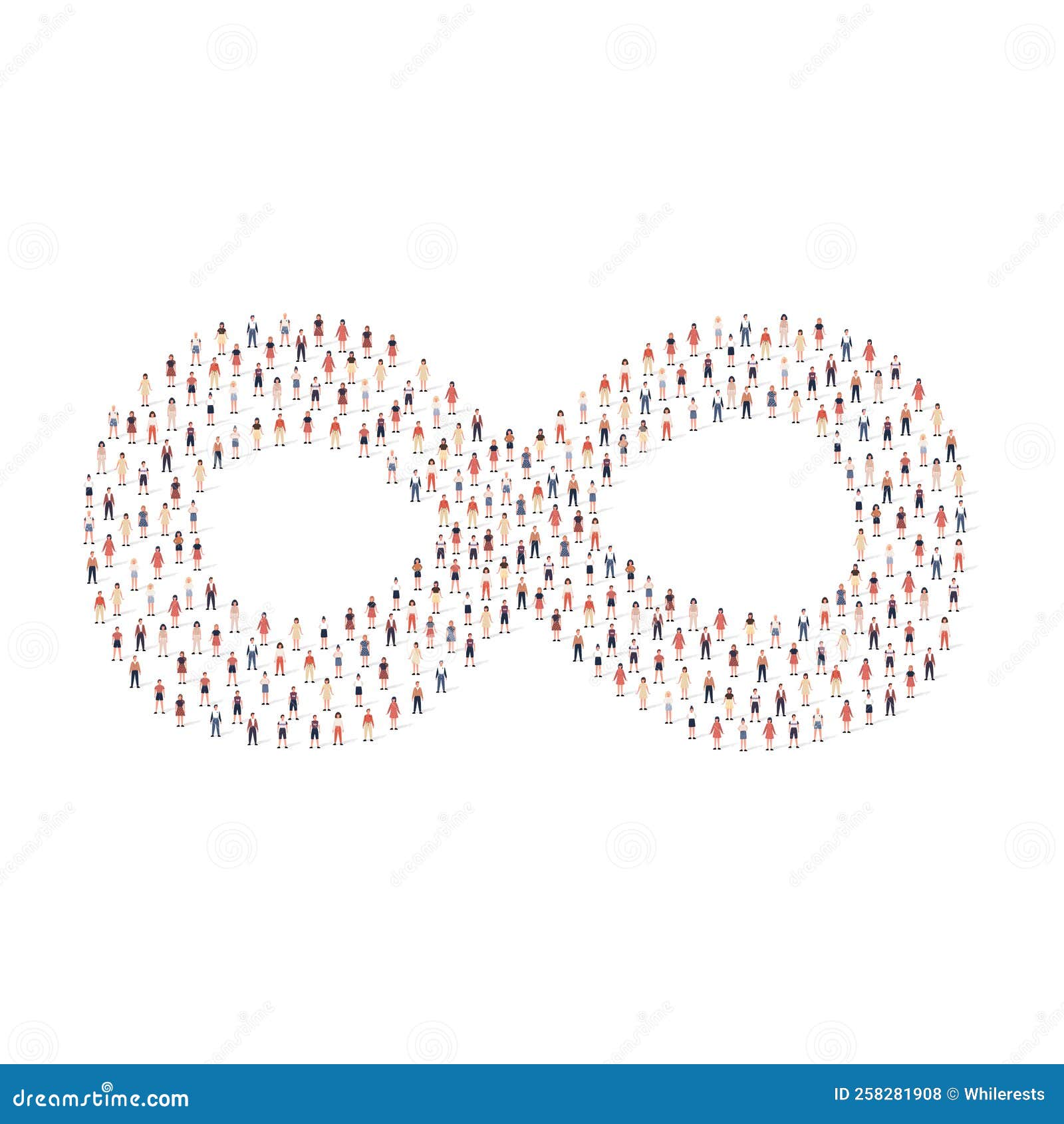 Large Group of People Silhouette Crowded Together in Infinity Shape ...