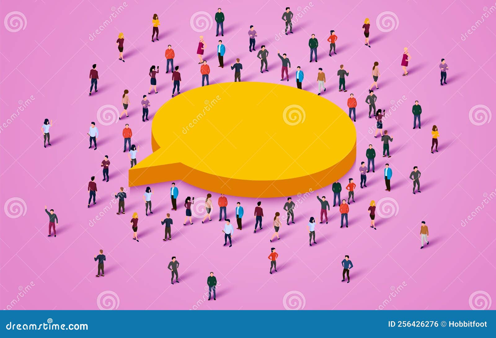 Large Group of People Standing Around Chat Bubble Symbol. Stock Vector ...