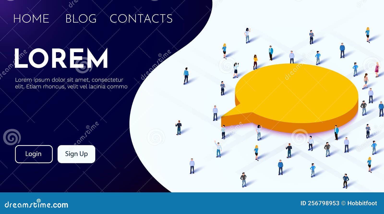 Large Group of People Standing Around Chat Bubble Symbol. Stock Vector ...