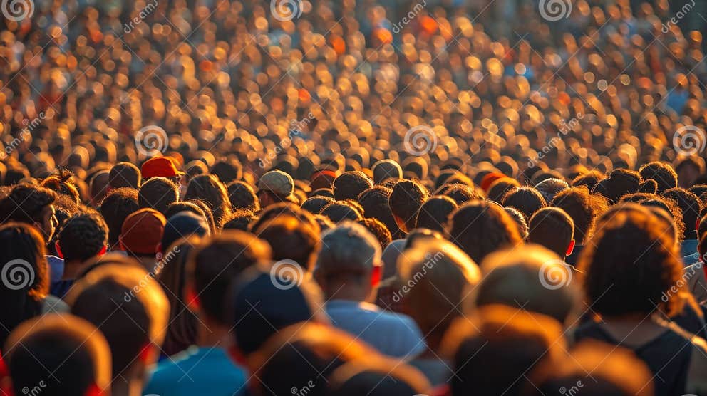 A Large Group of People Standing in a Crowd at an Event, AI Stock ...