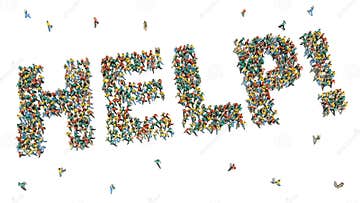 Large Group of People Standing in the Form of the Word Help Stock ...