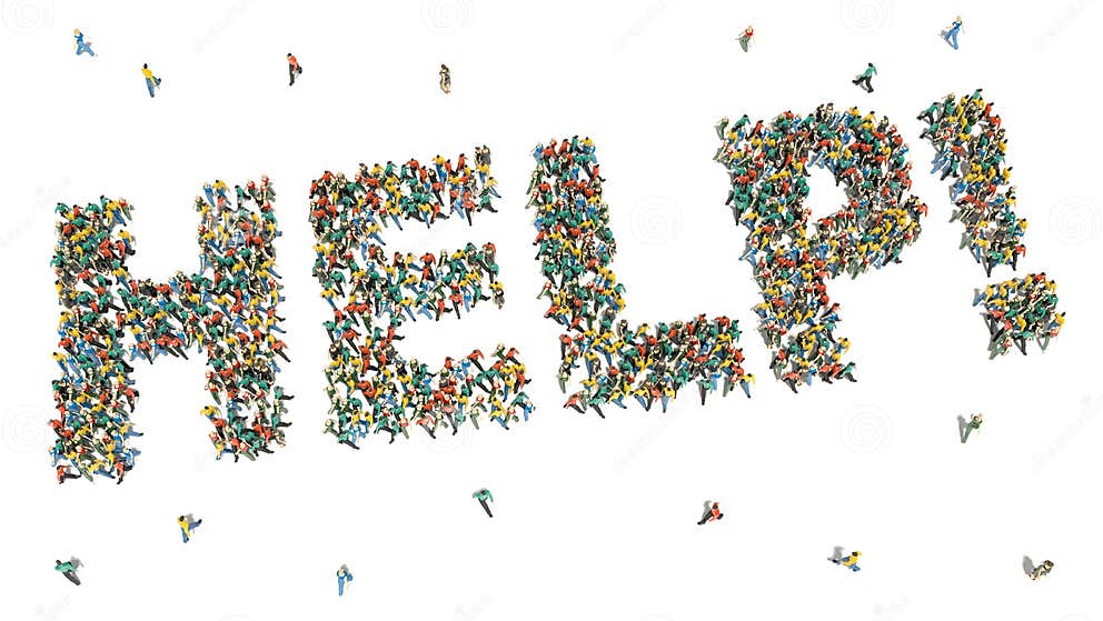 Large Group of People Standing in the Form of the Word Help Stock ...
