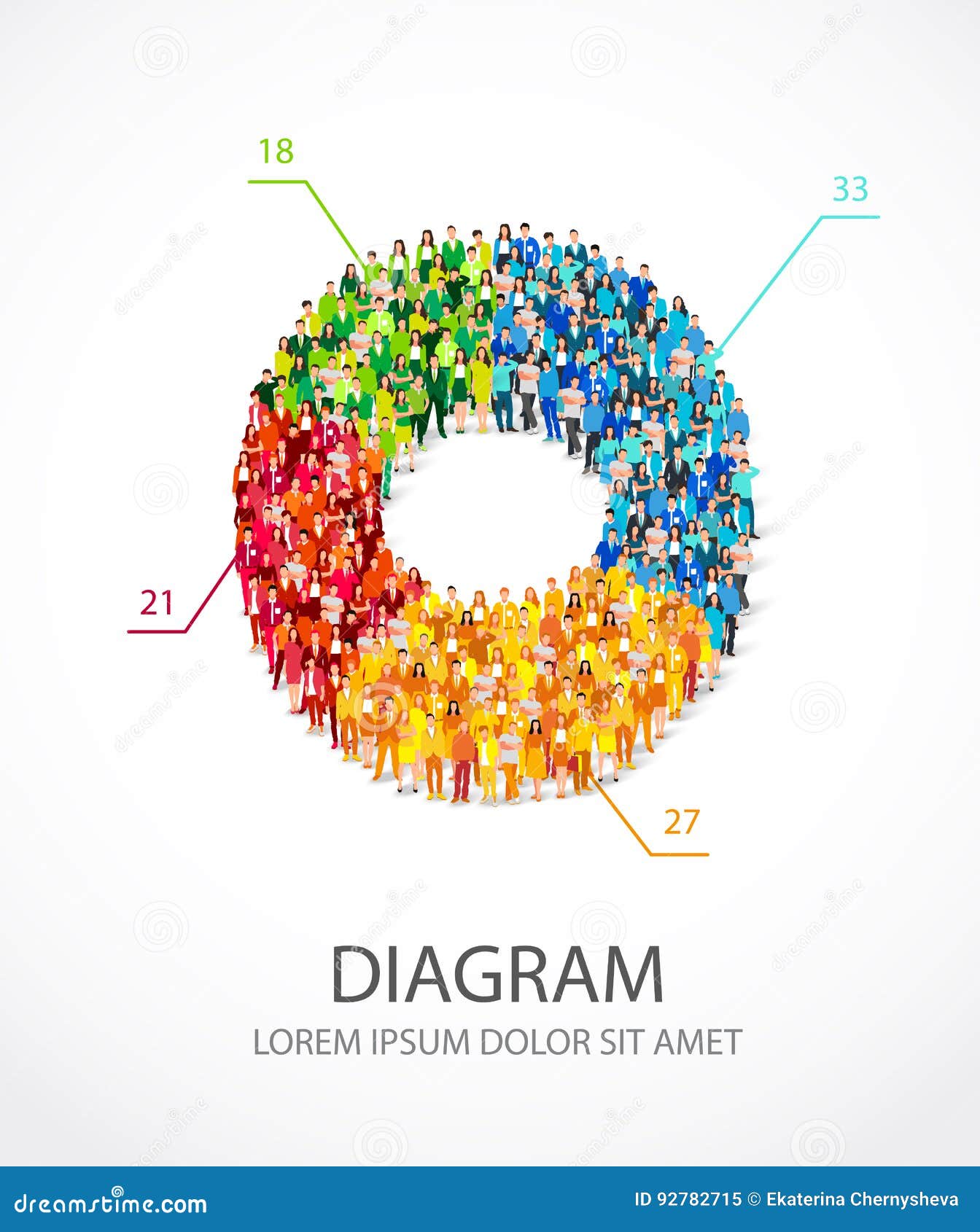 Large Group of People are Standing in a Pie Chart Stock Vector ...