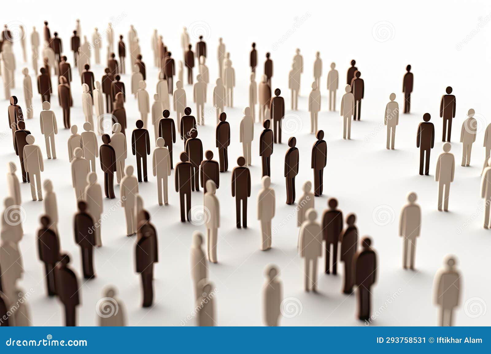Large Group of People Standing in a Row. 3d Illustration, Crowd of ...