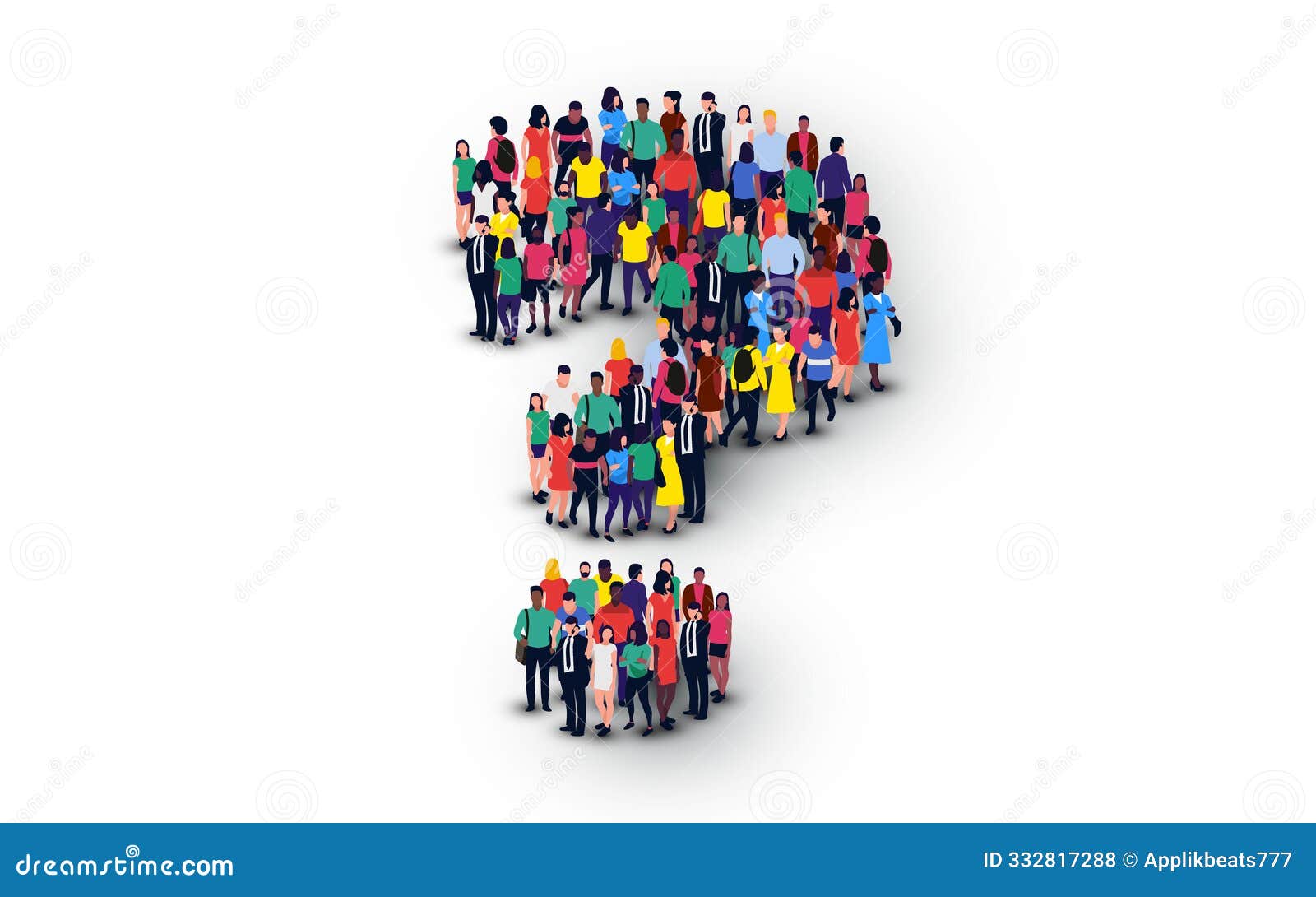 Large Group of People Standing in the Shape of Question Mark Sign ...