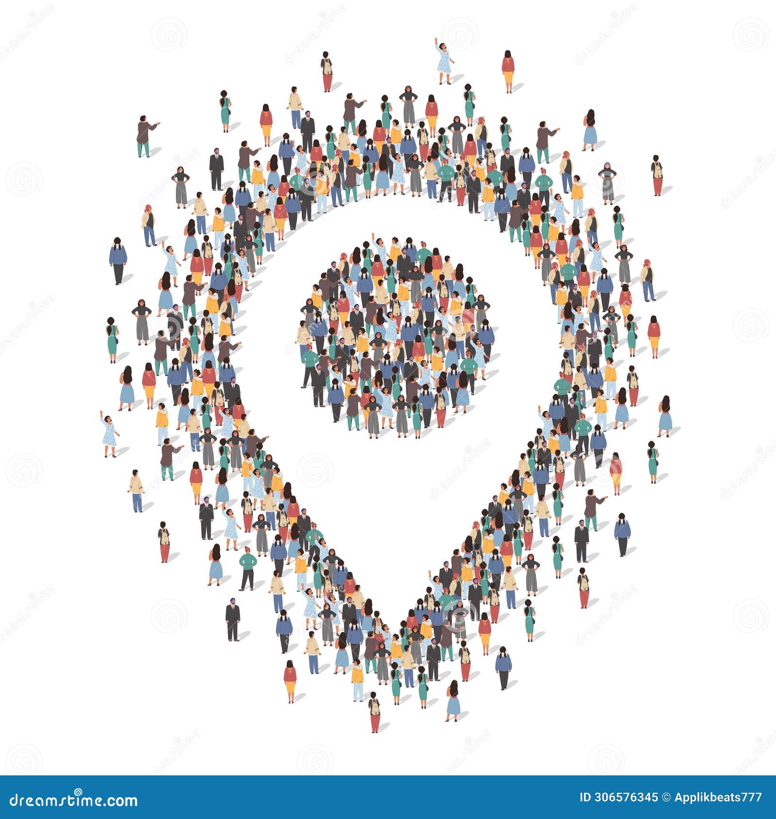 Large Group of People Standing Together in the Shape of Map Location ...