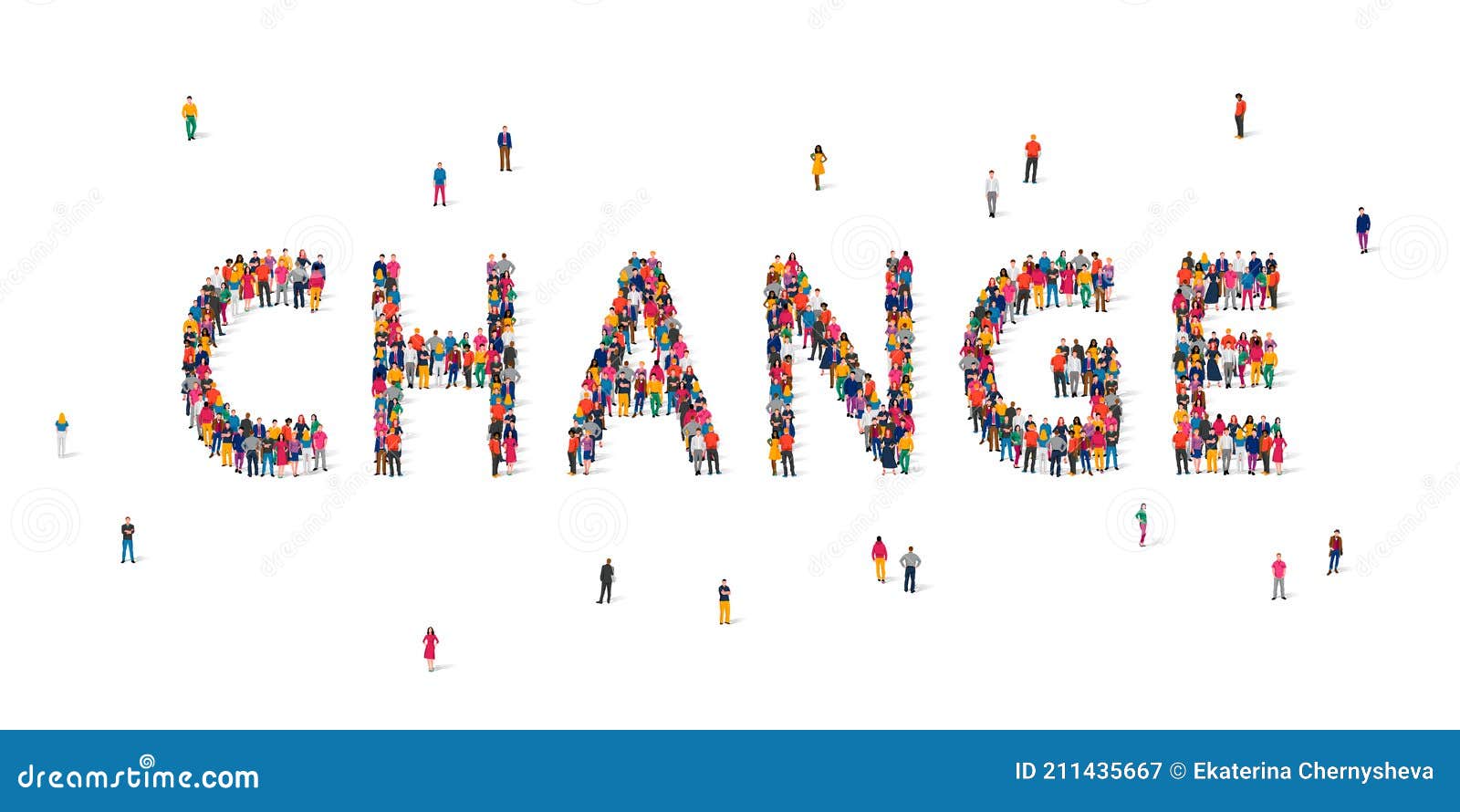A Large Group of People Stands in the Word Change. the Concept of ...