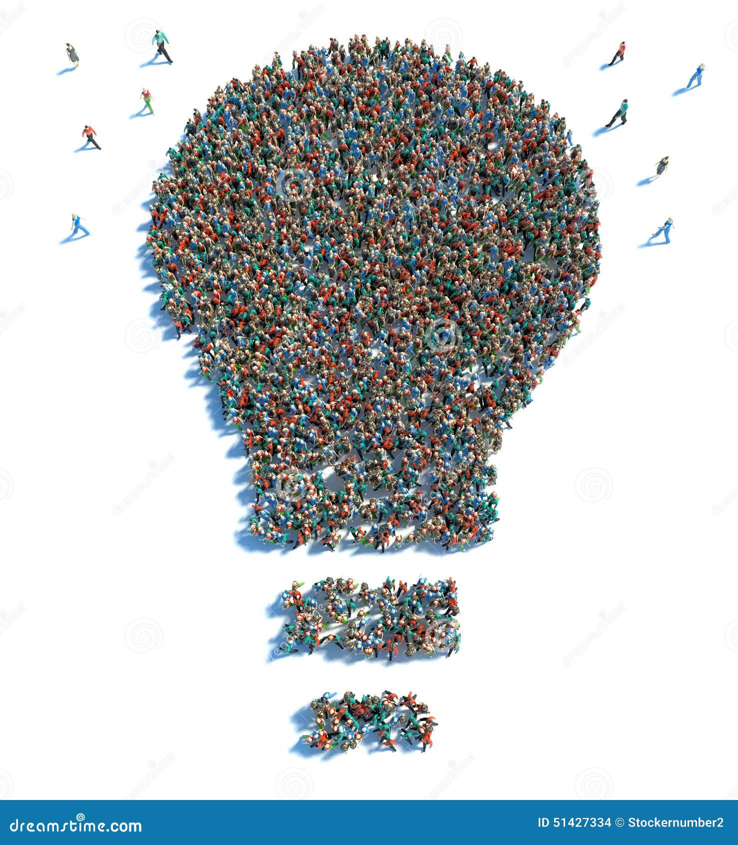 Large Group of People Stood in the Form of Light Bulbs Stock ...