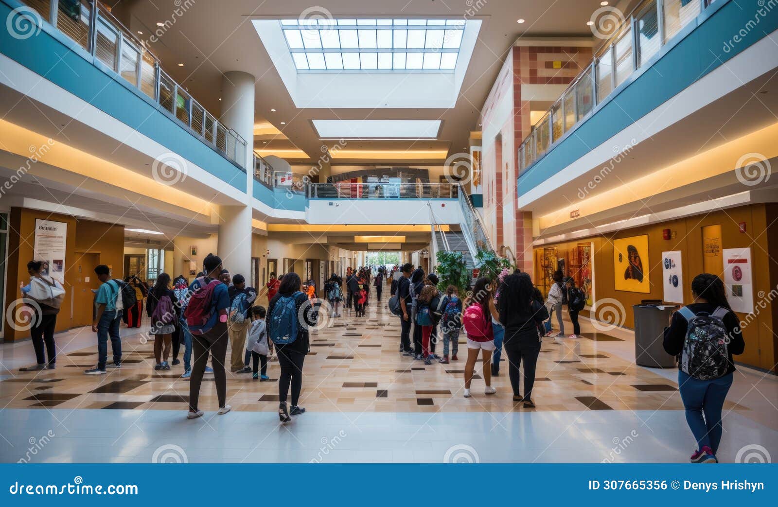 Large Group of People Walking through a Building Stock Illustration ...